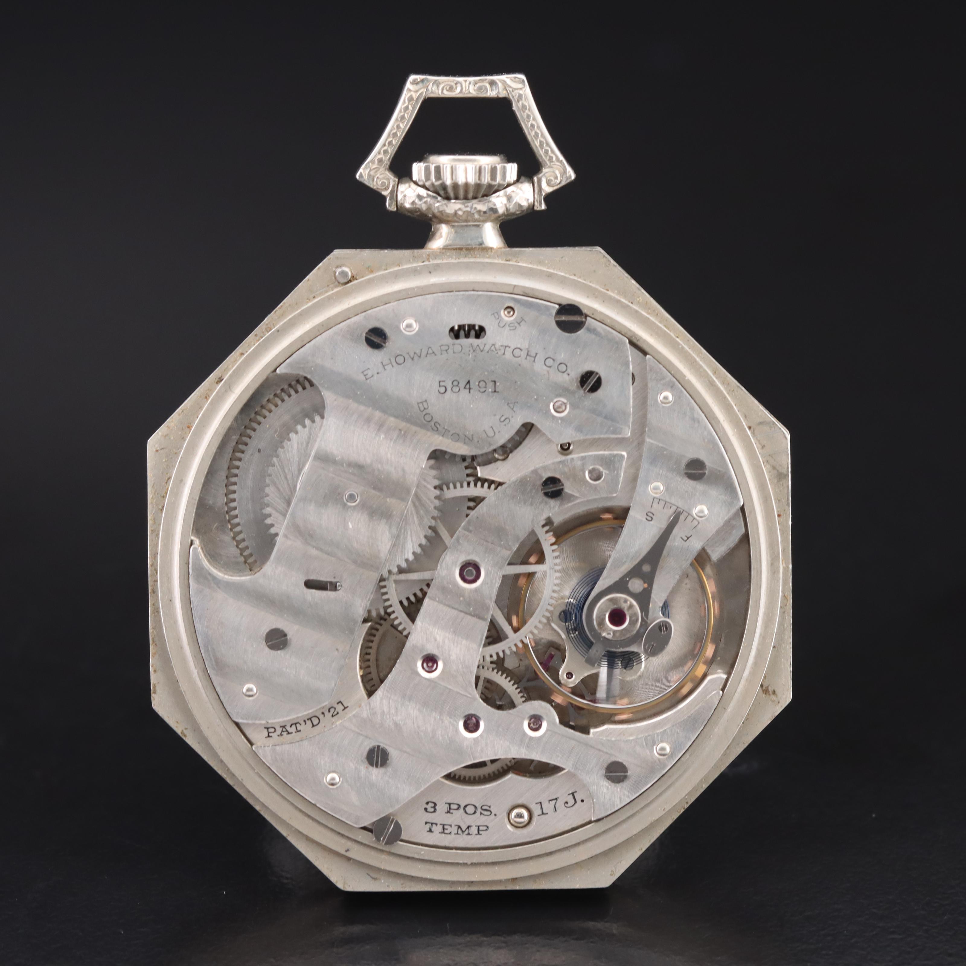 1924 14K E. Howard Octagonal Pocket Watch | EBTH