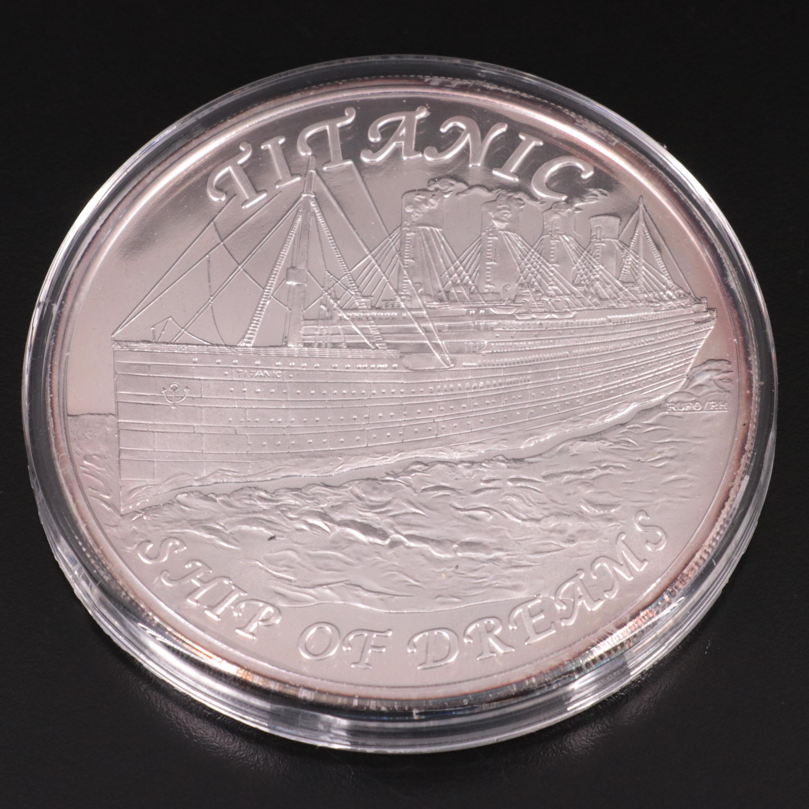 Half Troy Pound Silver Bullion Round Commemorating the Titanic | EBTH