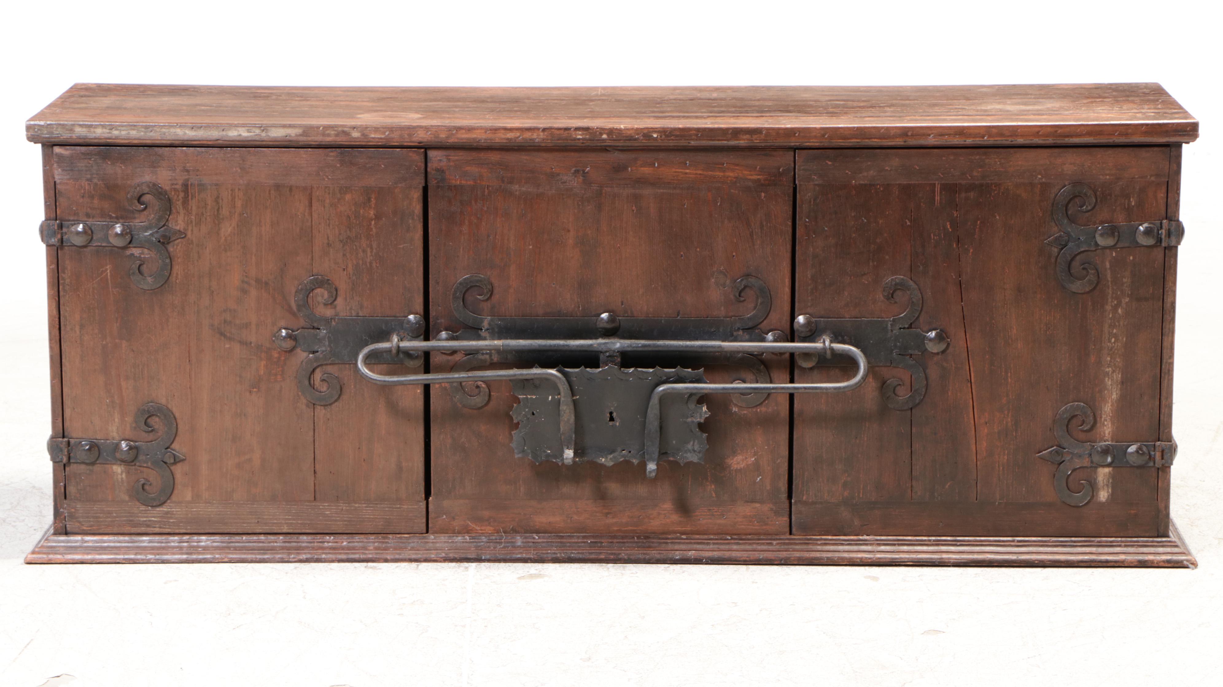 Spanish Colonial Style Chest with Front Bar Lock and Wrought Iron ...