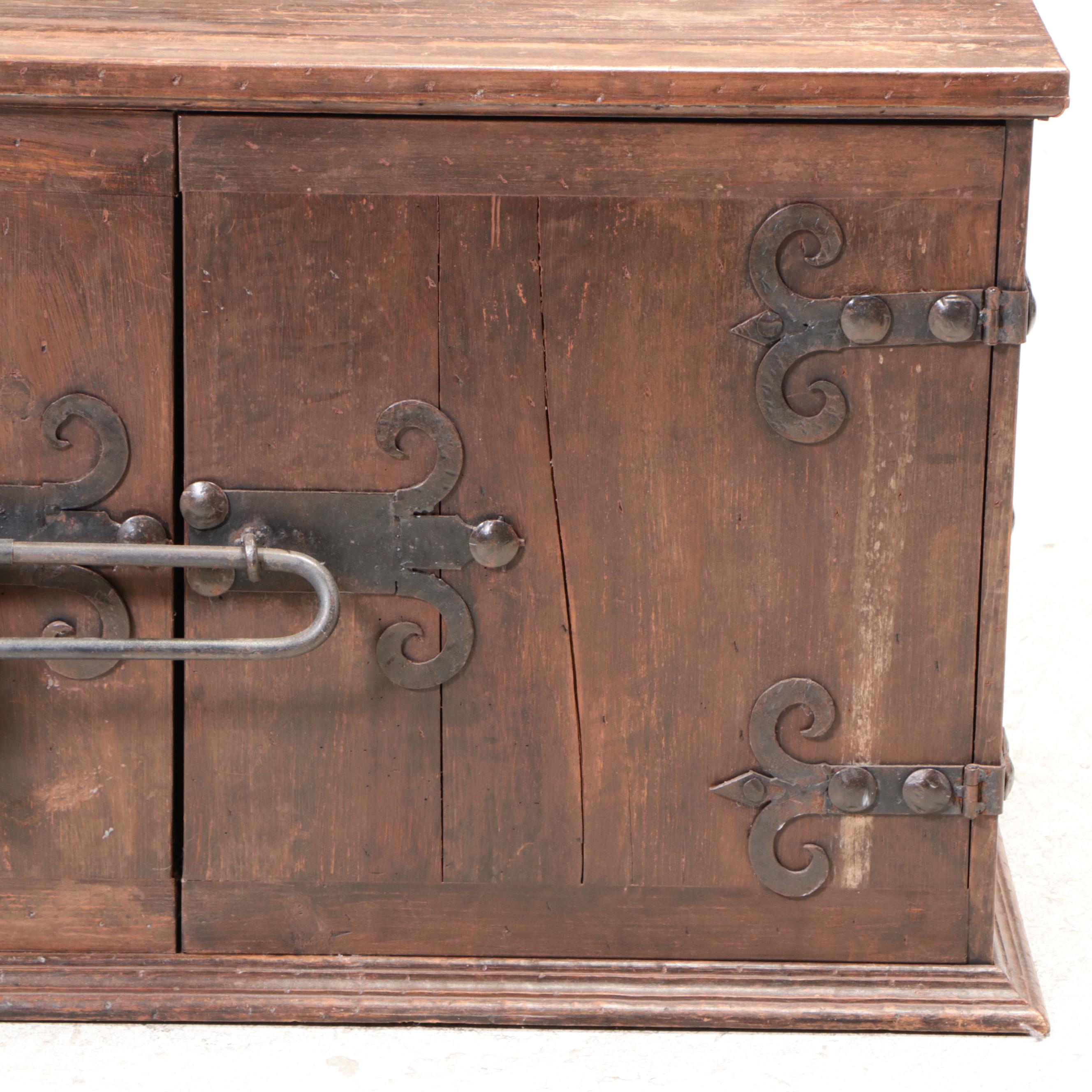 Spanish Colonial Style Chest with Front Bar Lock and Wrought Iron ...