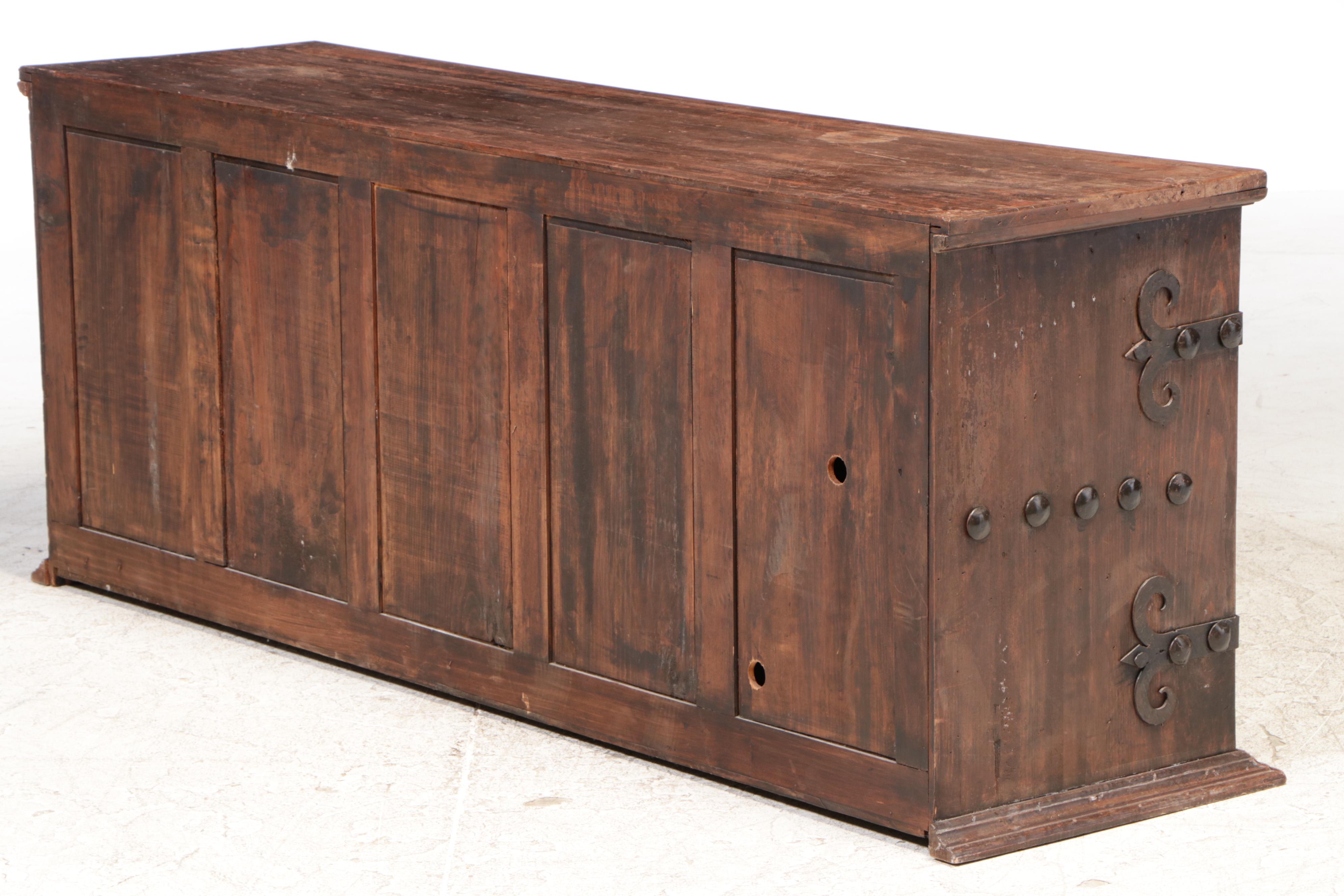 Spanish Colonial Style Chest with Front Bar Lock and Wrought Iron ...
