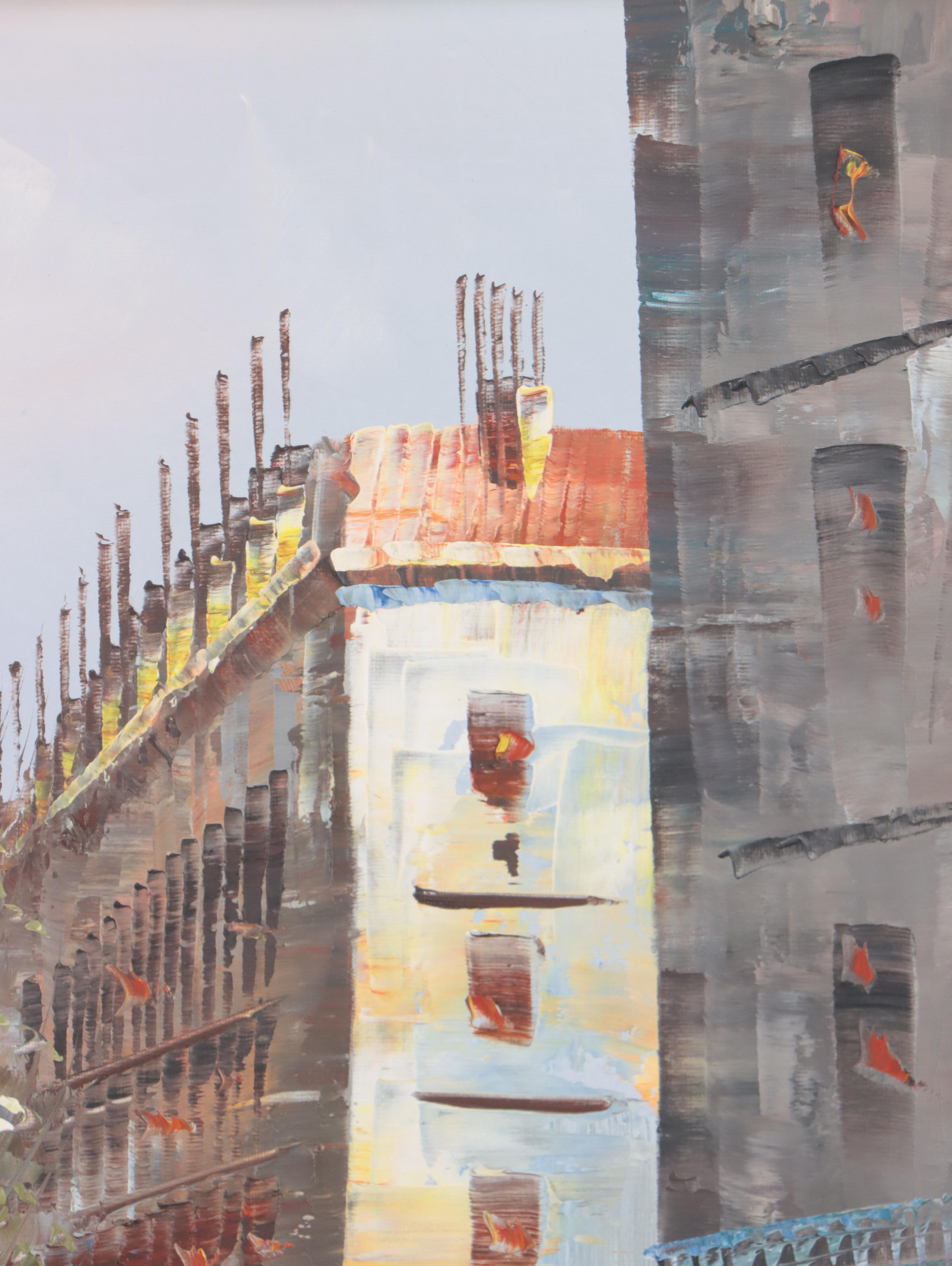 Caroline C. Burnett Oil Painting of Figures in Parisian Landscape | EBTH