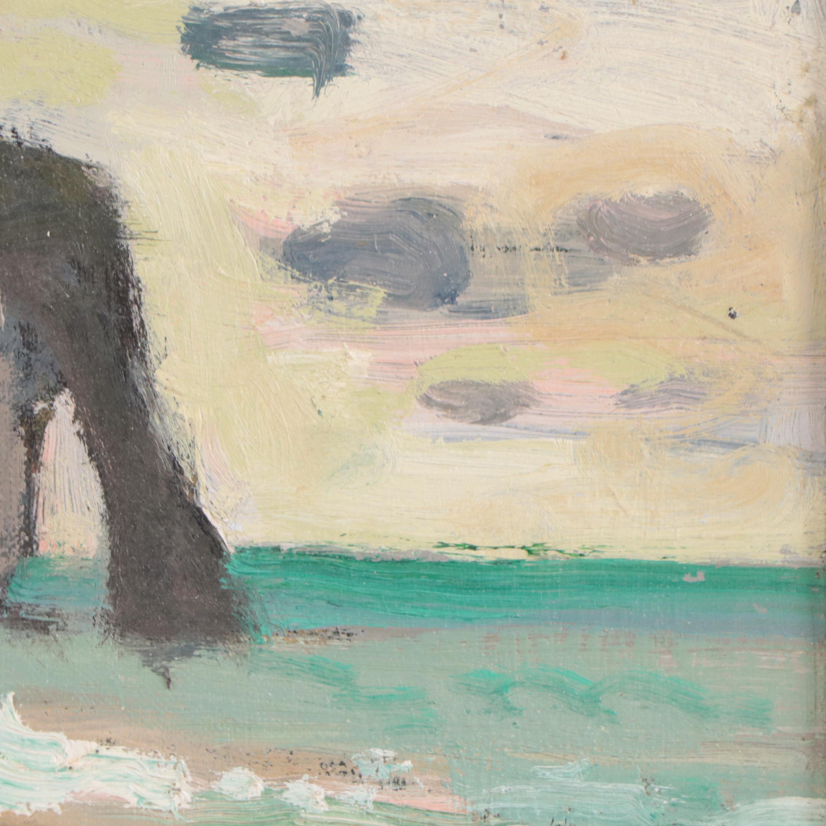 Bernard Lamotte Modern Coastal Oil Painting "Etretat," Mid 20th Century ...