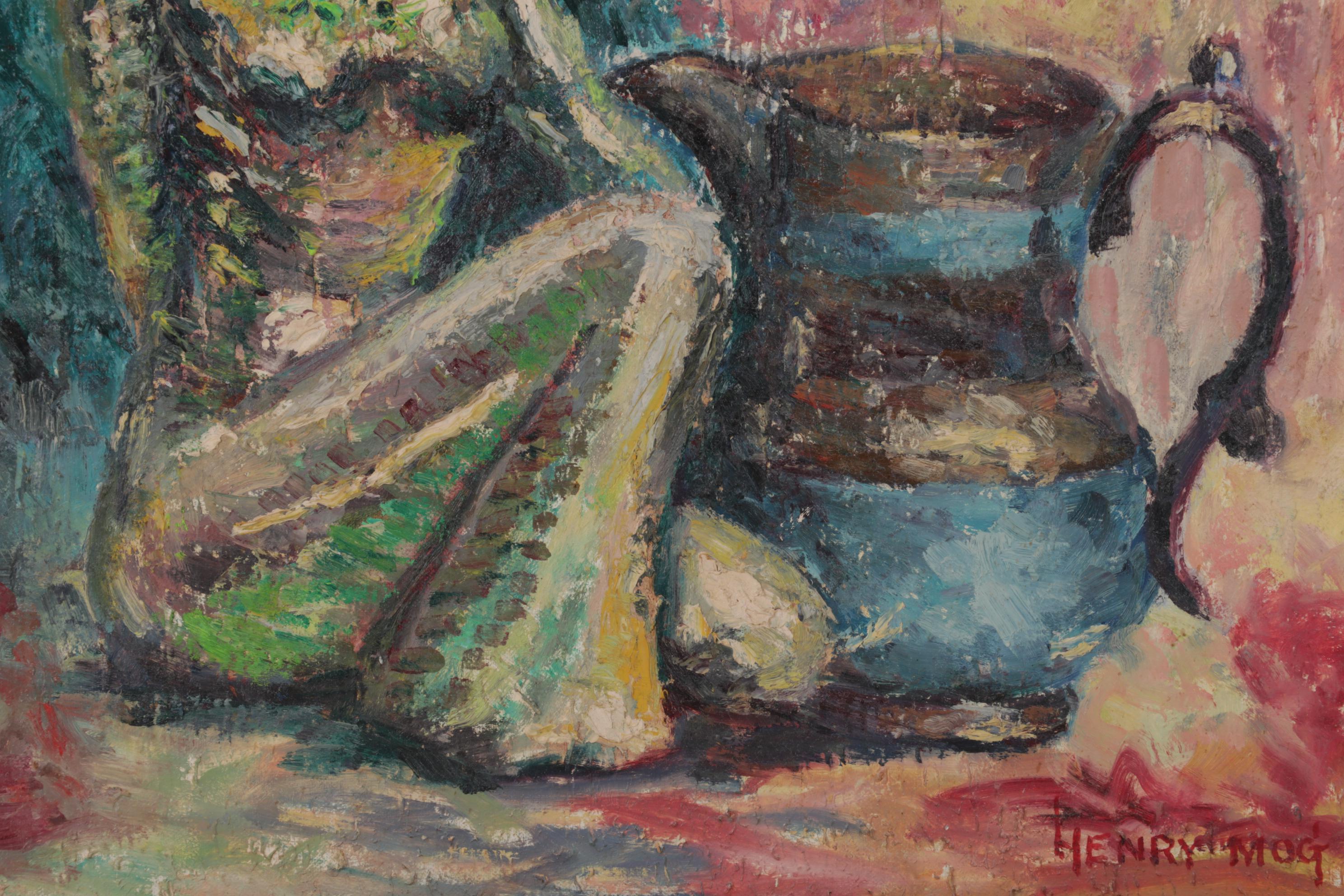 Henry Mog Still Life Oil Painting of Female Figurine and Pitcher, Circa ...