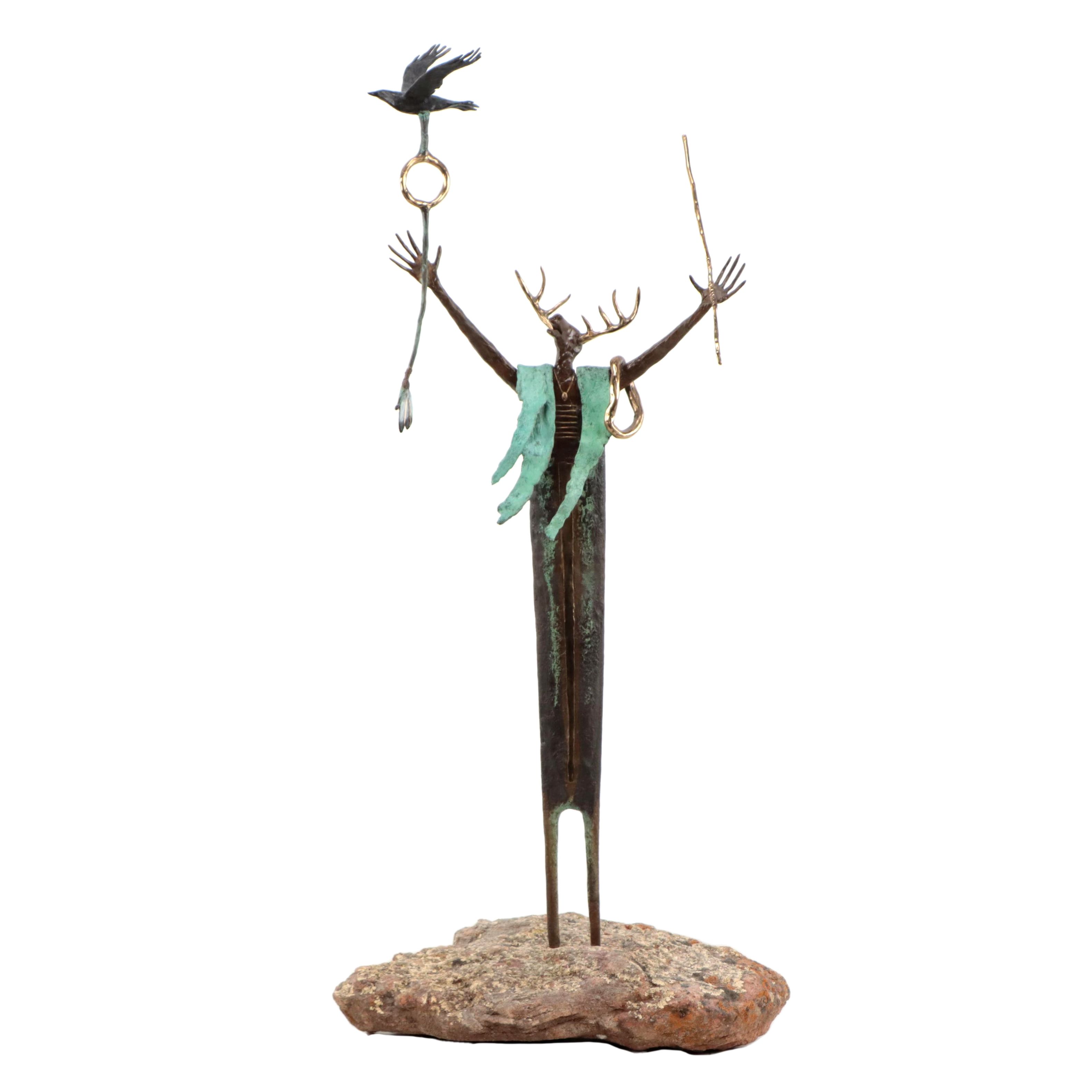 Bill Worrell Patinated Bronze Sculpture of Shaman Figure | EBTH