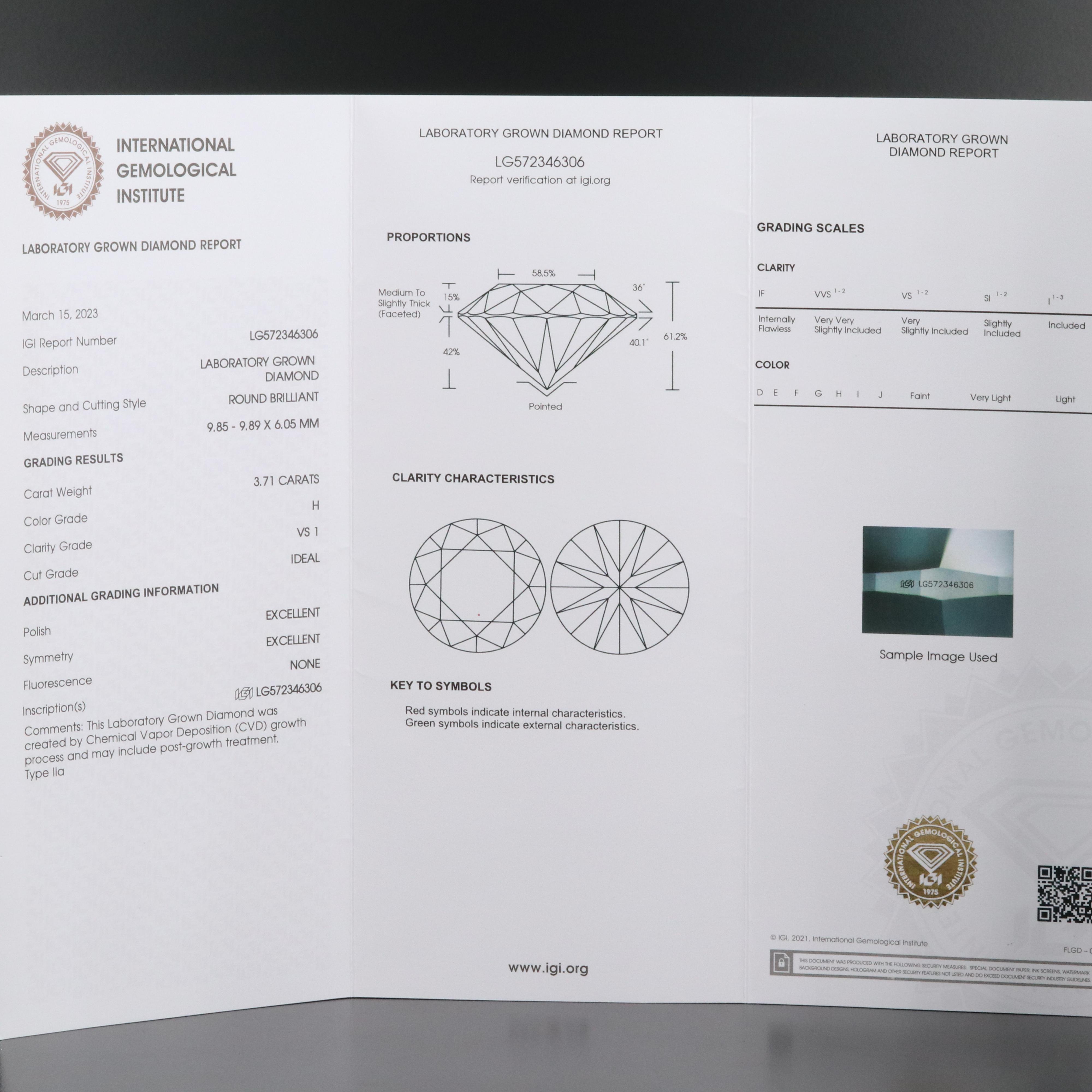 Loose 3.71 CT Lab Grown Diamond with IGI Report | EBTH