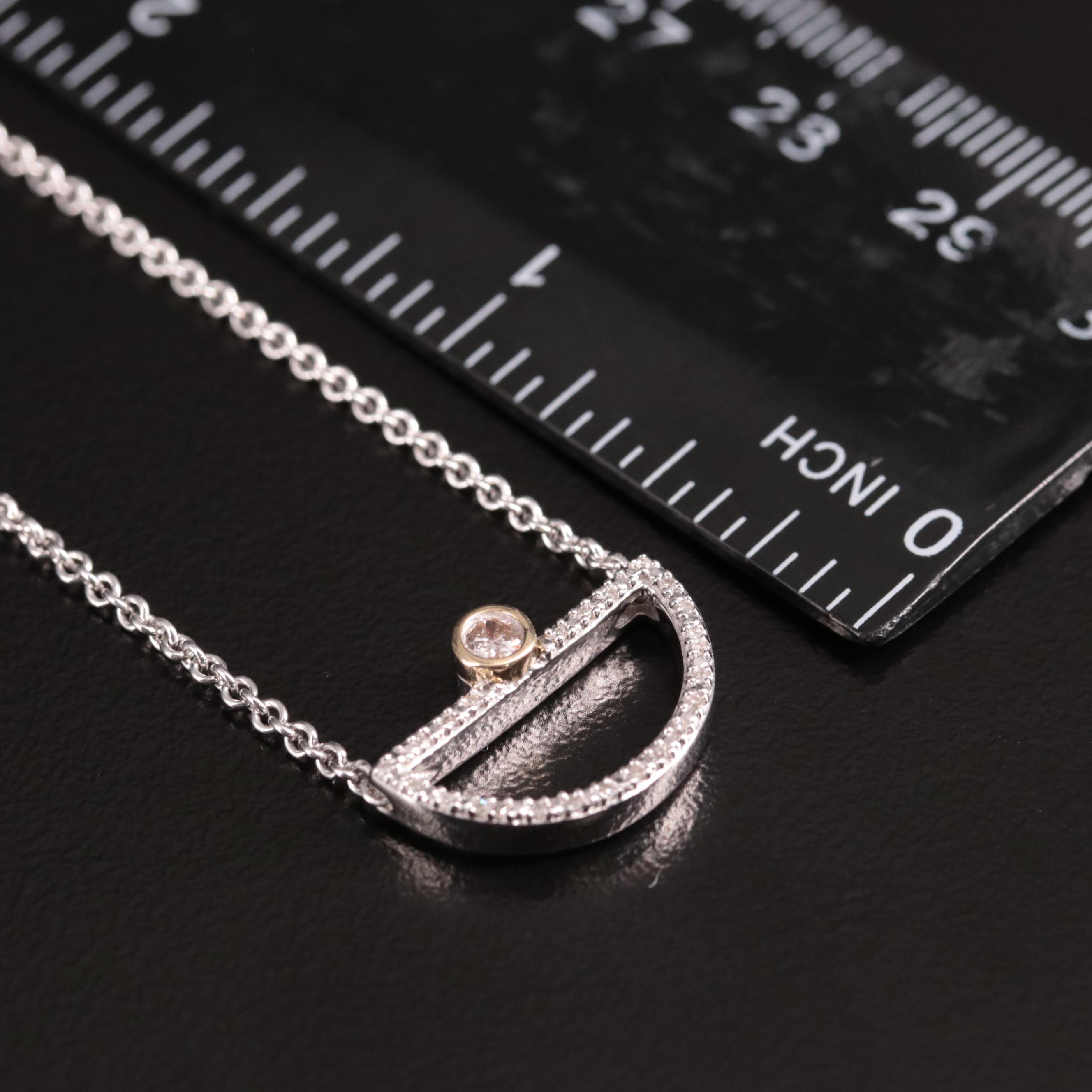 Sterling Diamond Half Circle Pendant Necklace | EBTH