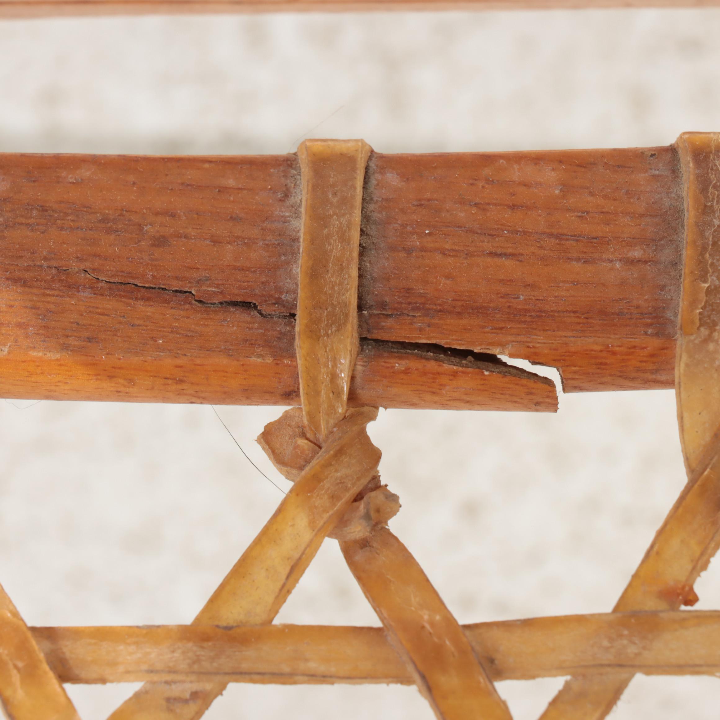 SnoCraft Oak & Rawhide "Snowshoe" Armchair and Rocker, Mid to Late 20th ...