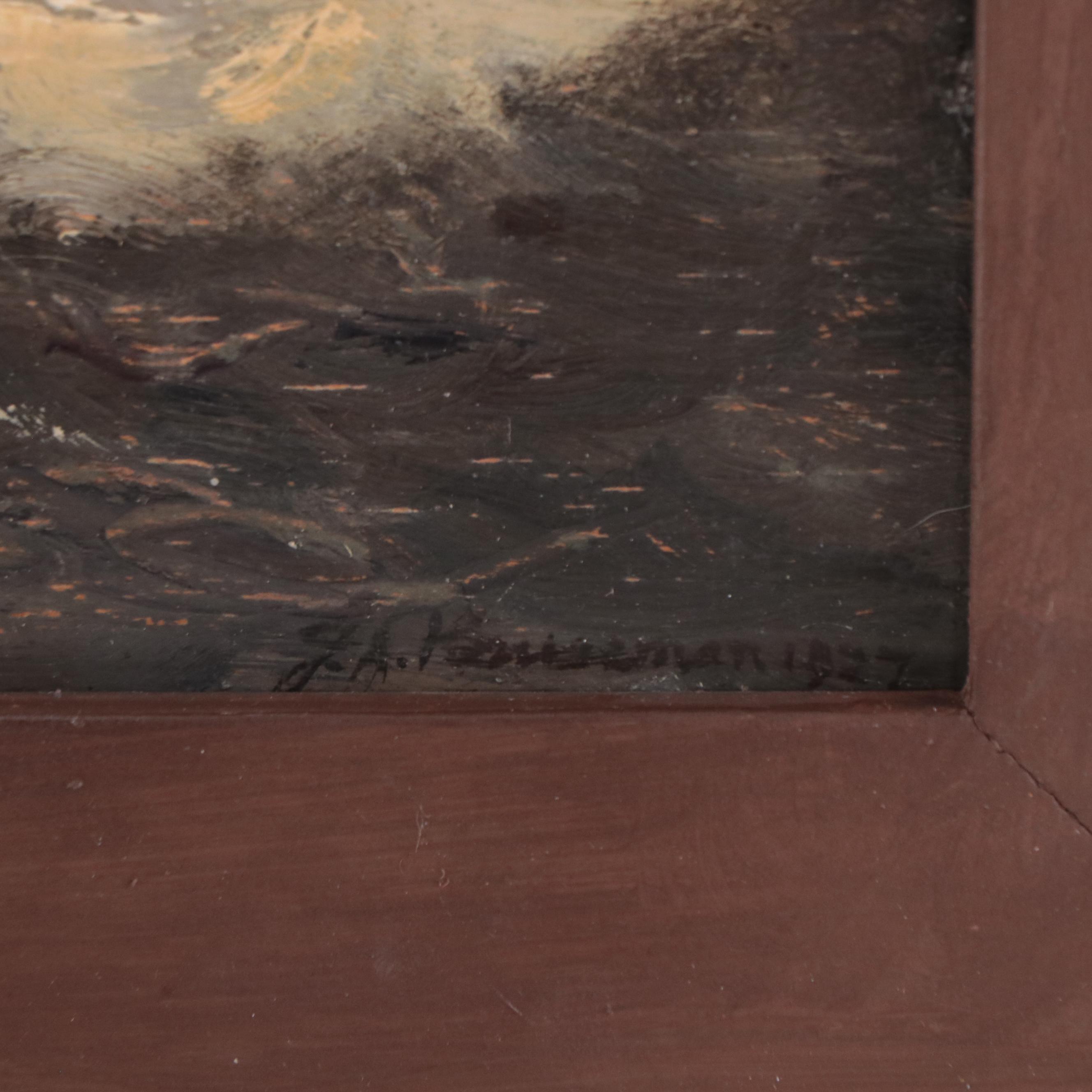 Johan Alexander Kruseman Oil Painting of Ocean "Open Sea," 1927 | EBTH