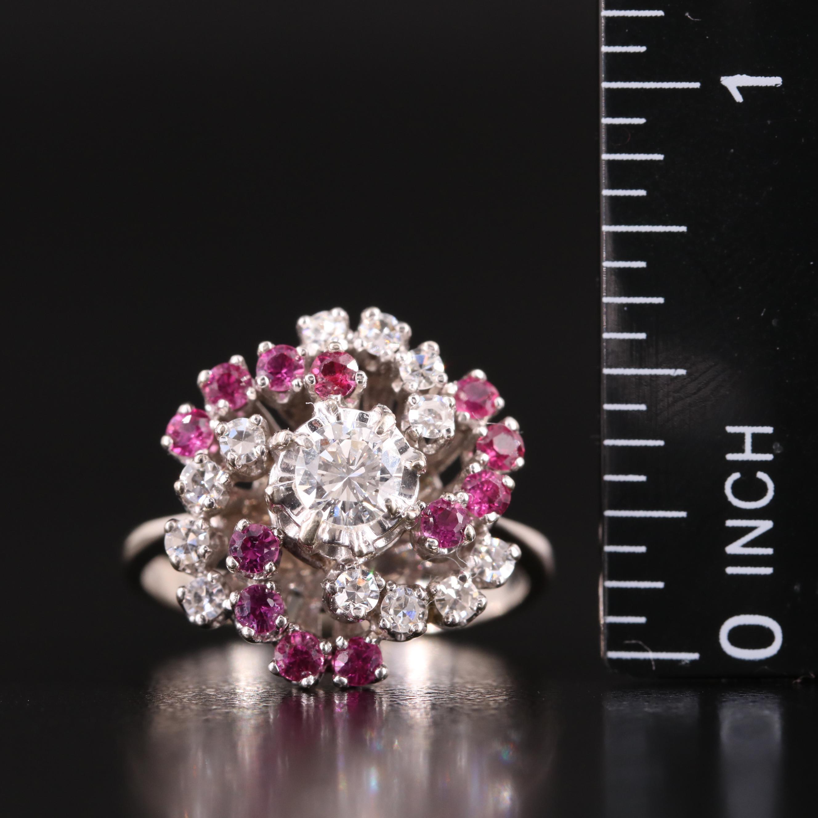 14K Diamond and Ruby Spiral Ring | EBTH
