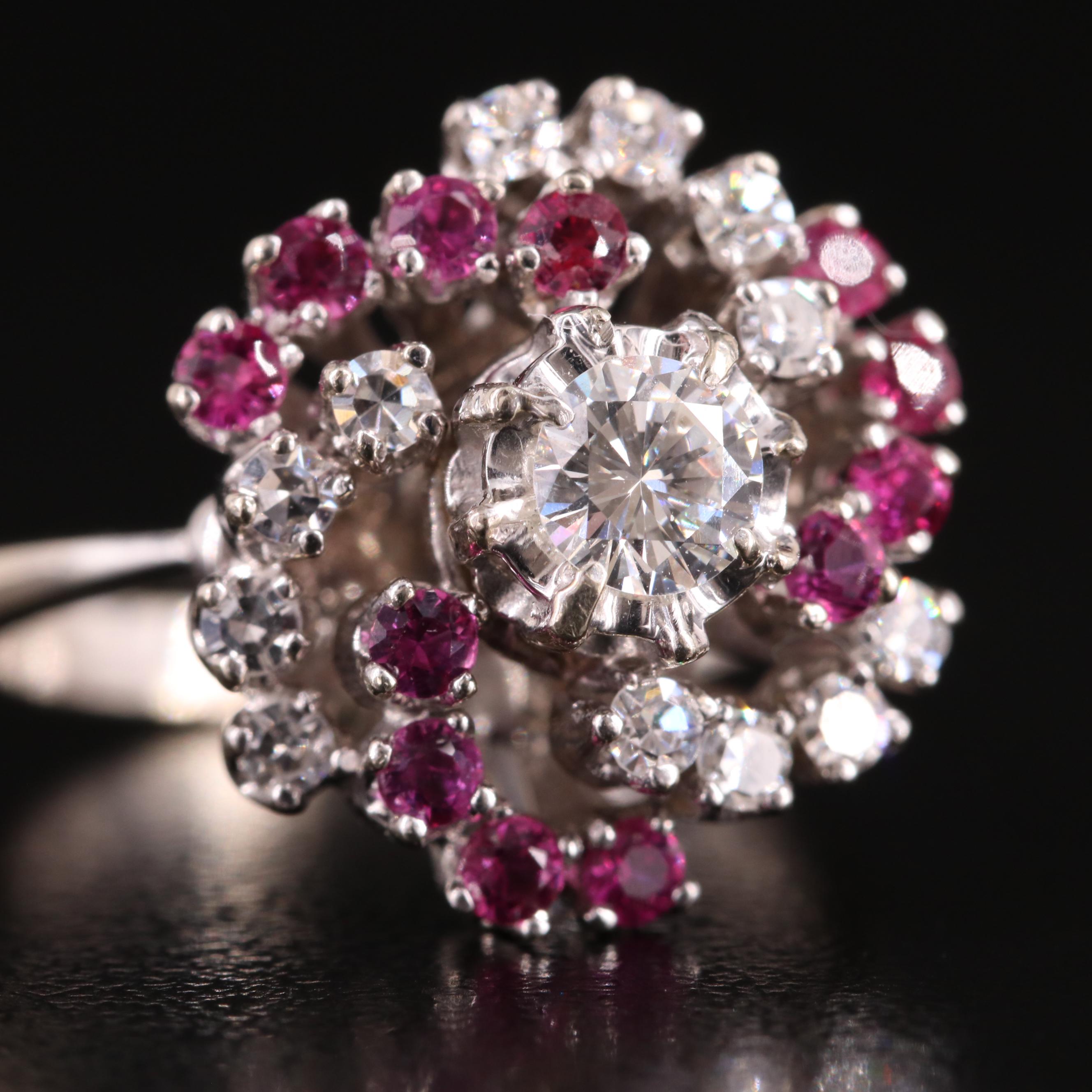 14K Diamond and Ruby Spiral Ring | EBTH