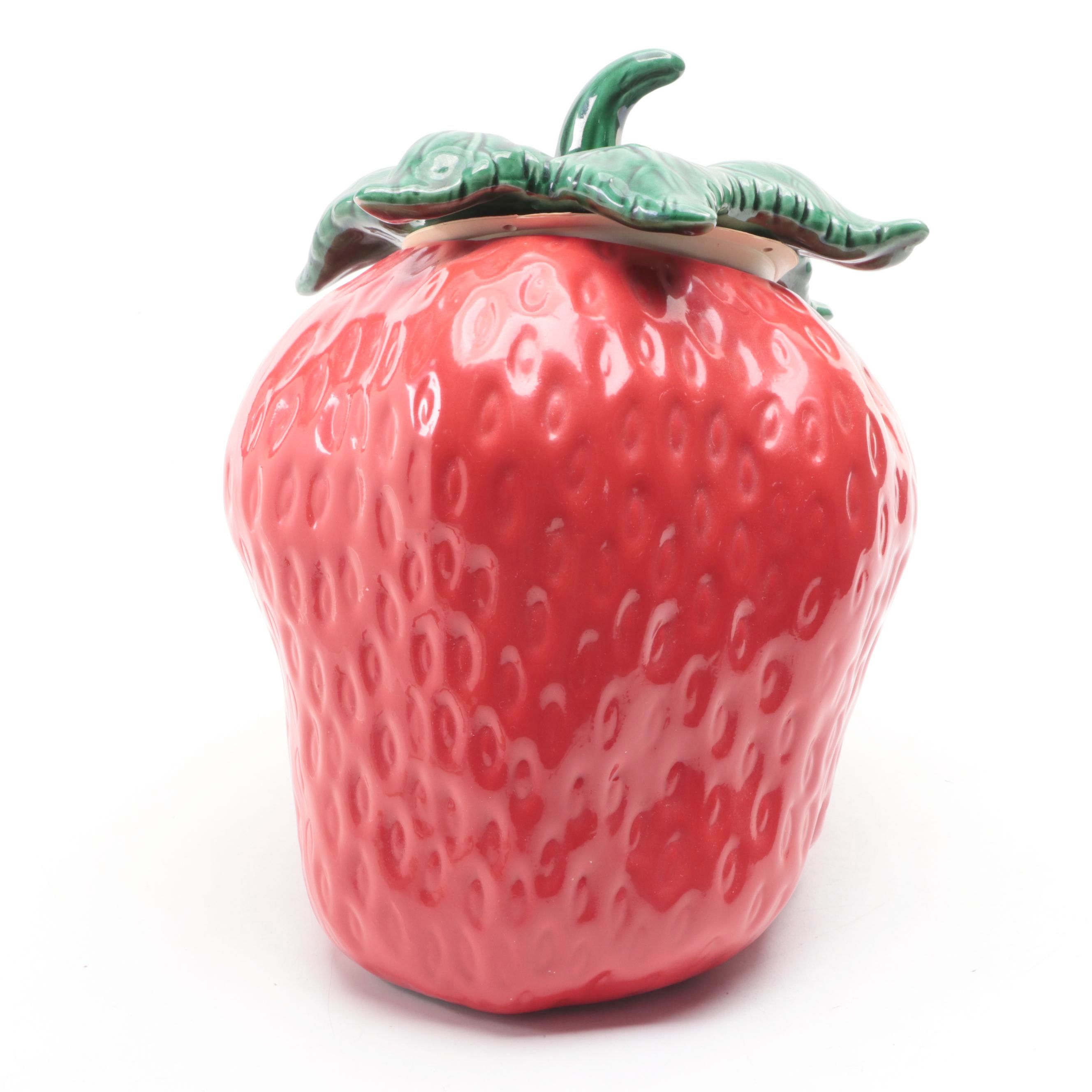 Ceramic Strawberry Shaped Cookie Jar, Mid to Late 20th Century | EBTH