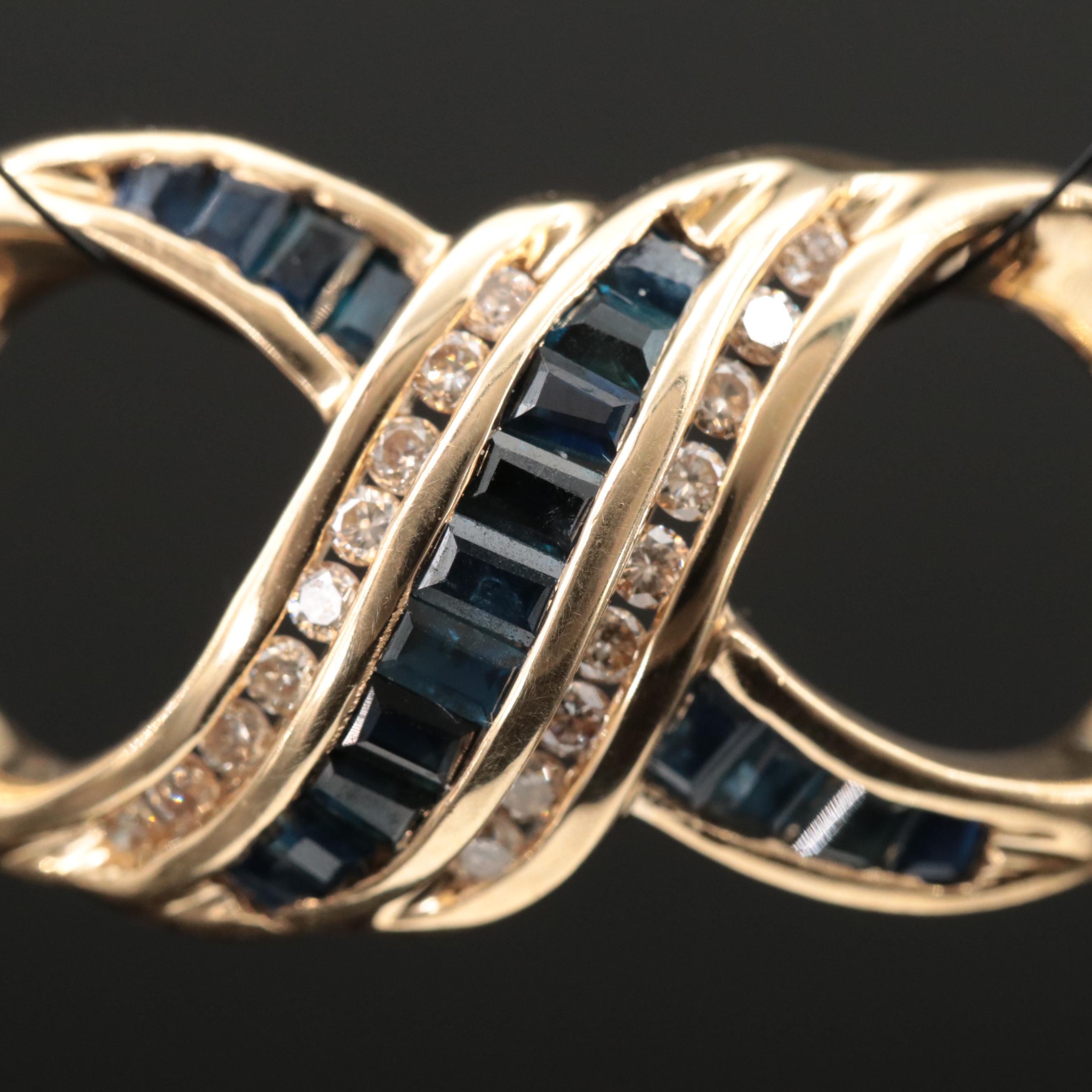 14K Diamond and Sapphire Infinity Slide Pendant | EBTH