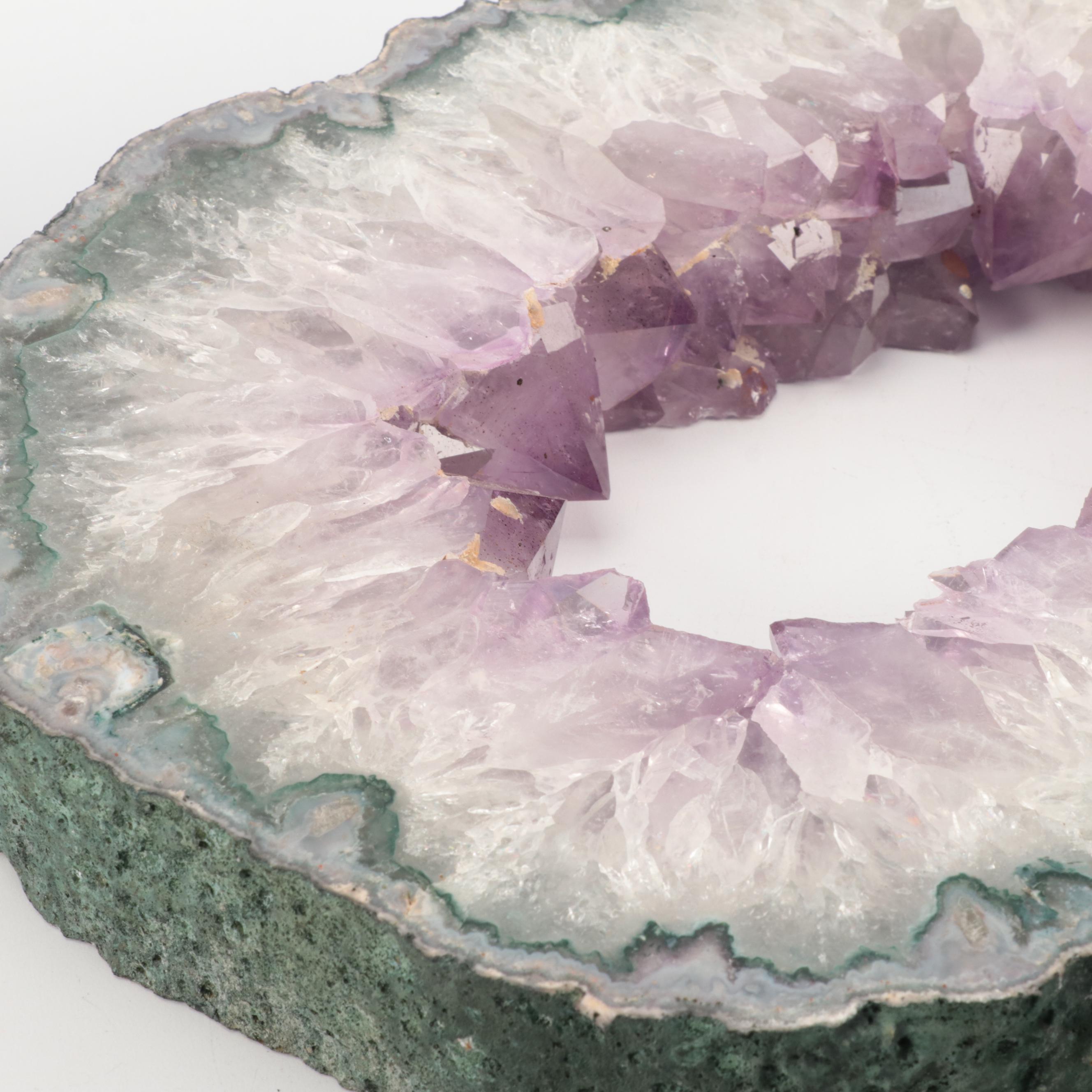 Amethyst Geode Specimen with Mount and Geode Slice | EBTH