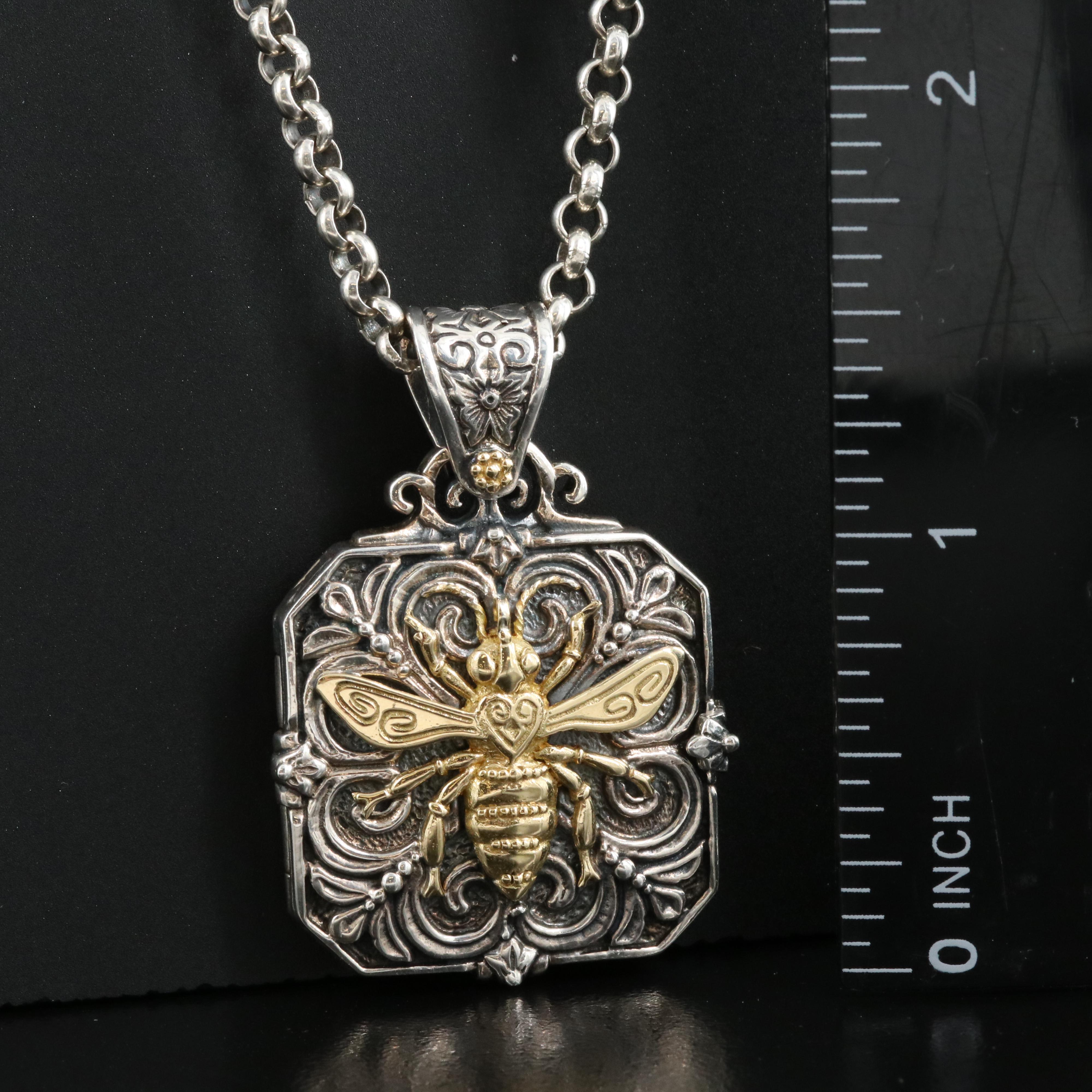 Konstantino Sterling Bee Locket Necklace with 18K Accents | EBTH