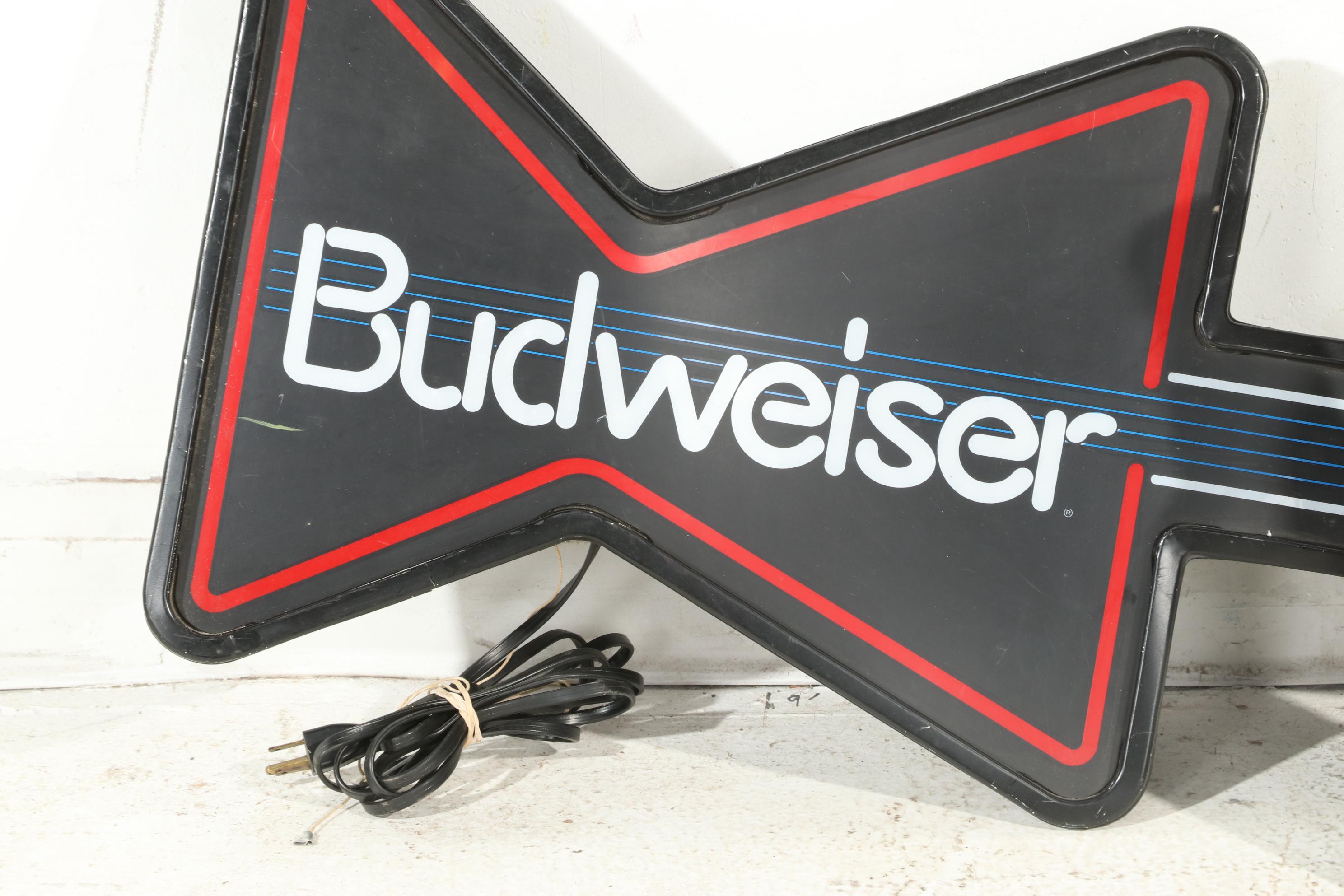 Budweiser Illuminated Beer Sign and Millennium Edition Bottle, Late ...