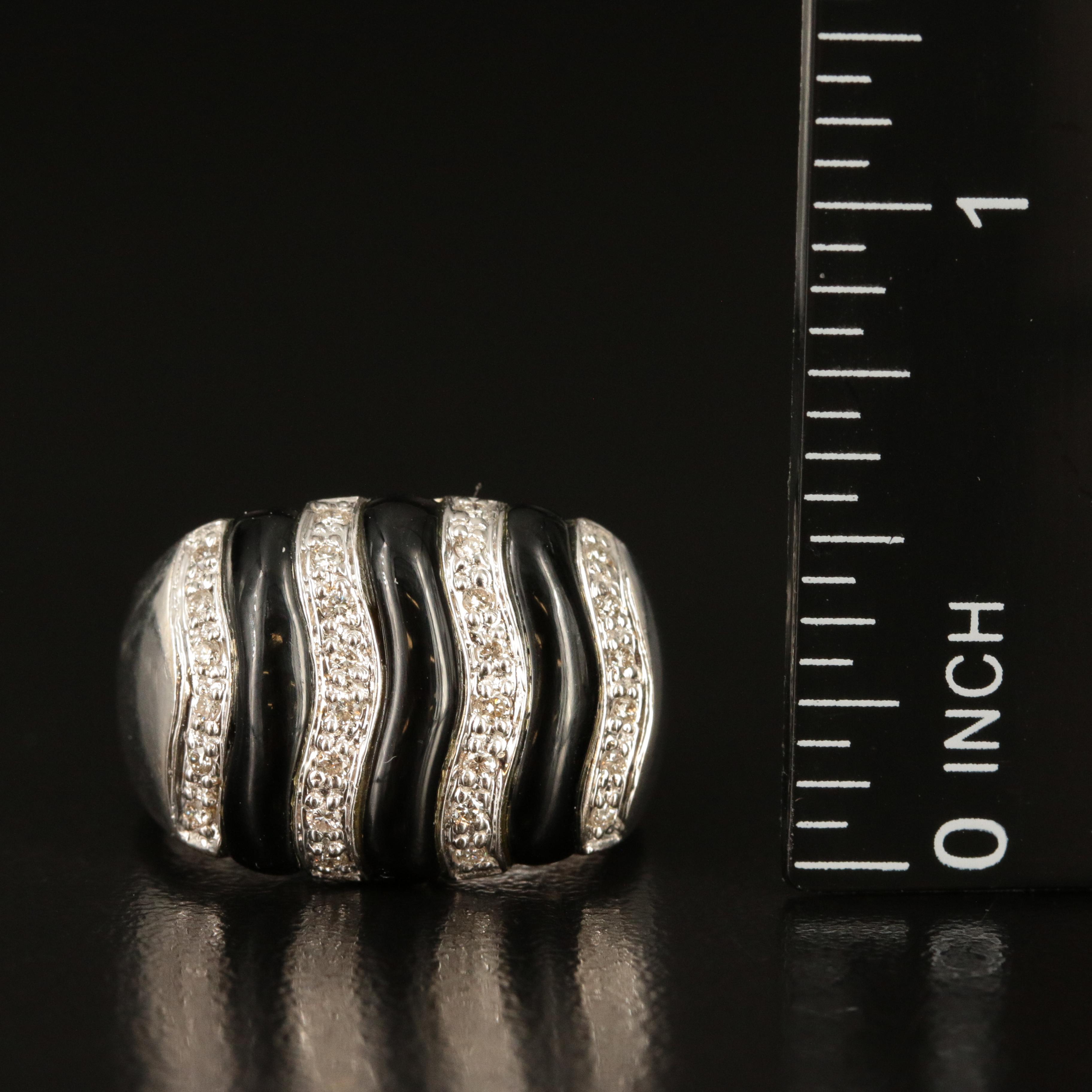 14K Diamond and Enamel Wave Ring | EBTH