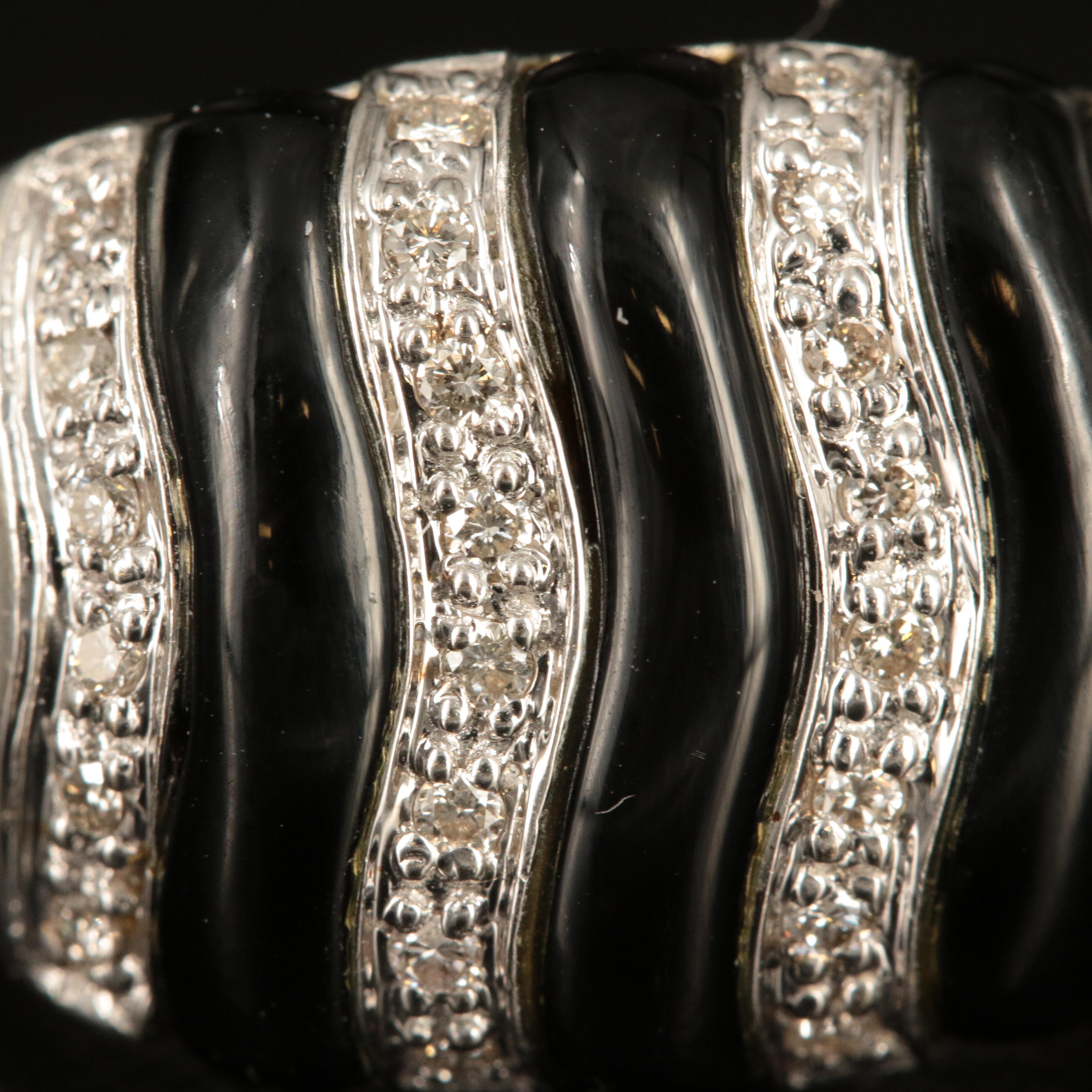 14K Diamond and Enamel Wave Ring | EBTH