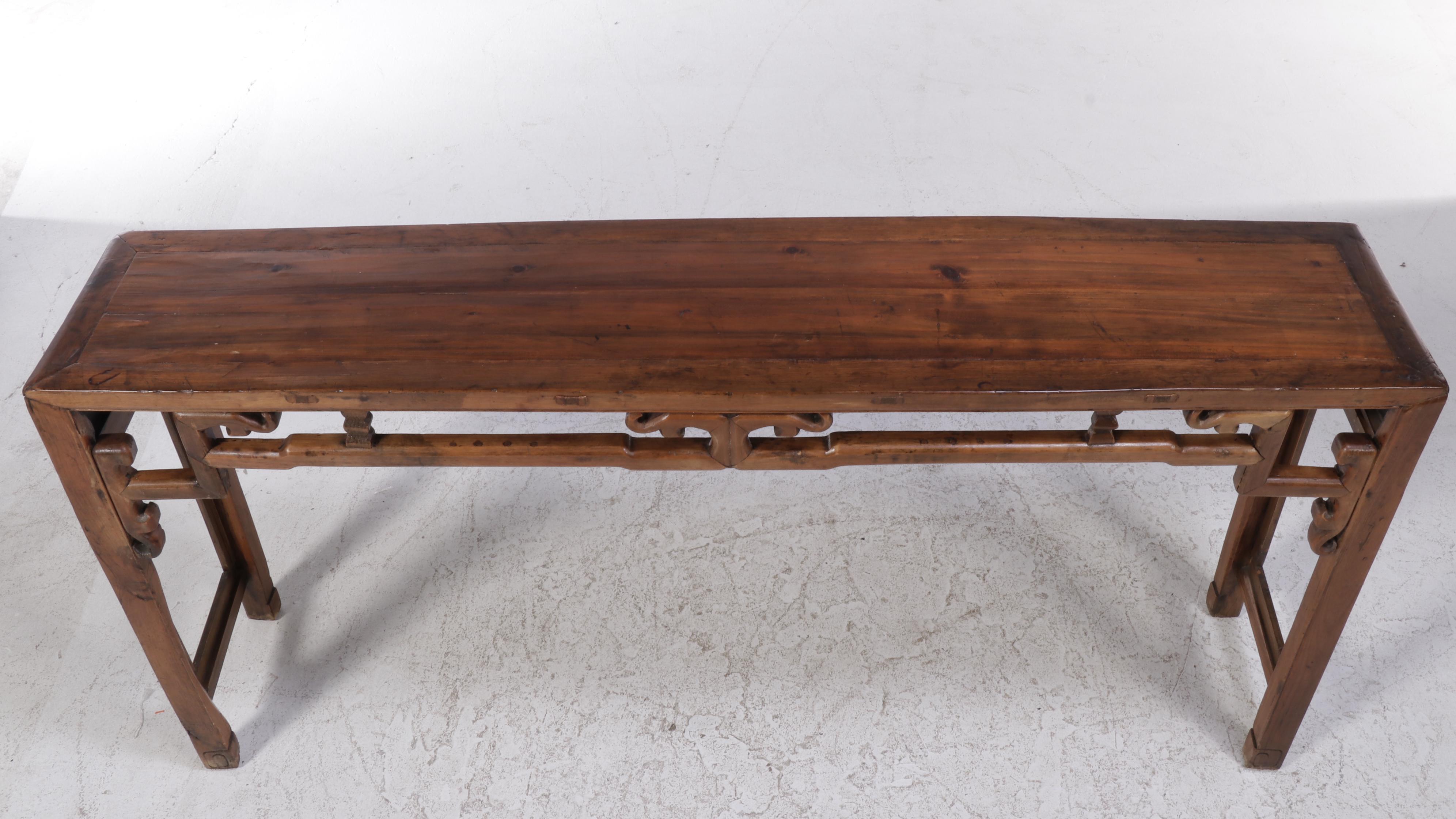 Chinese Carved Pine Altar Table, Antique | EBTH