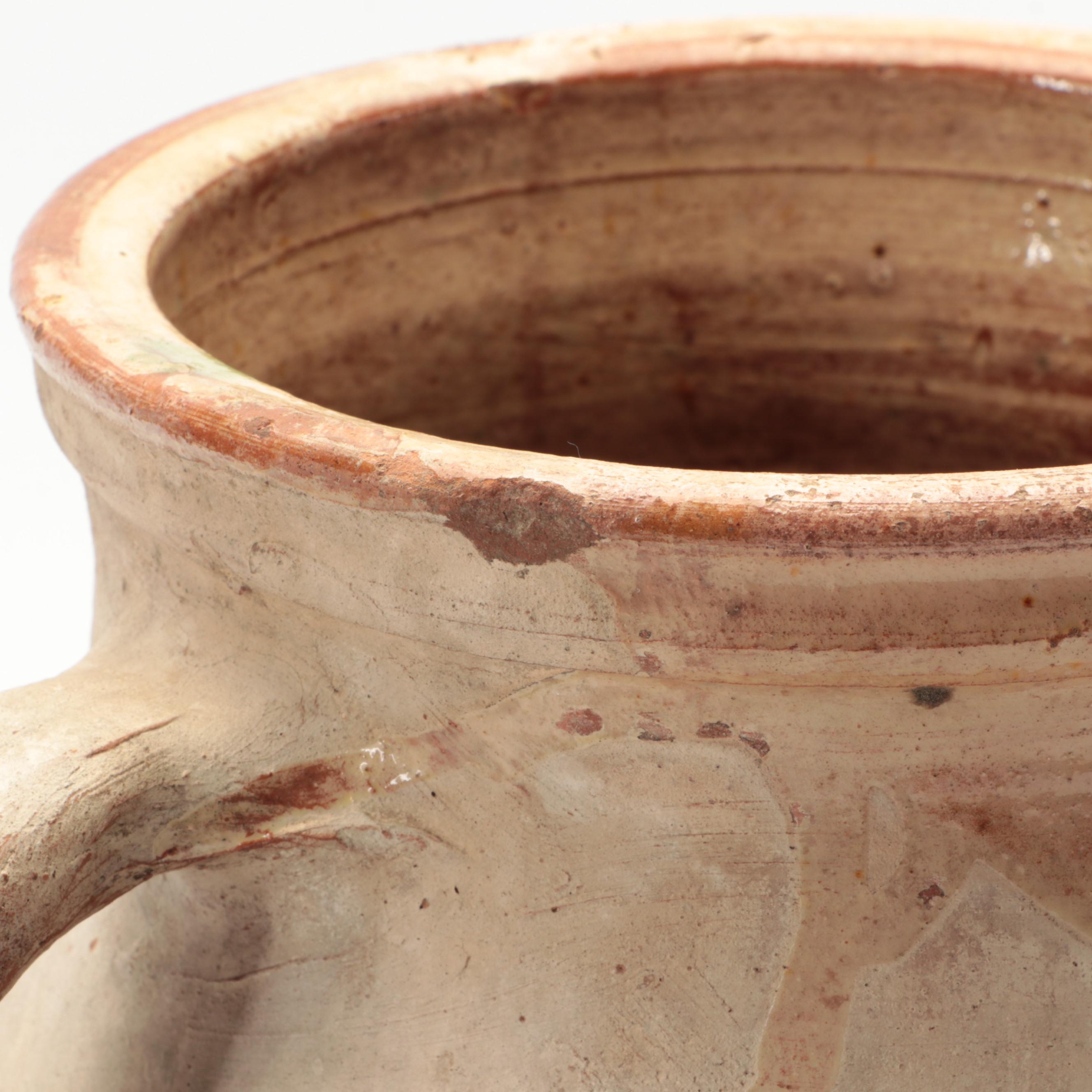 Pair of Handmade Turkish Glazed Terracotta Urns with Handles | EBTH