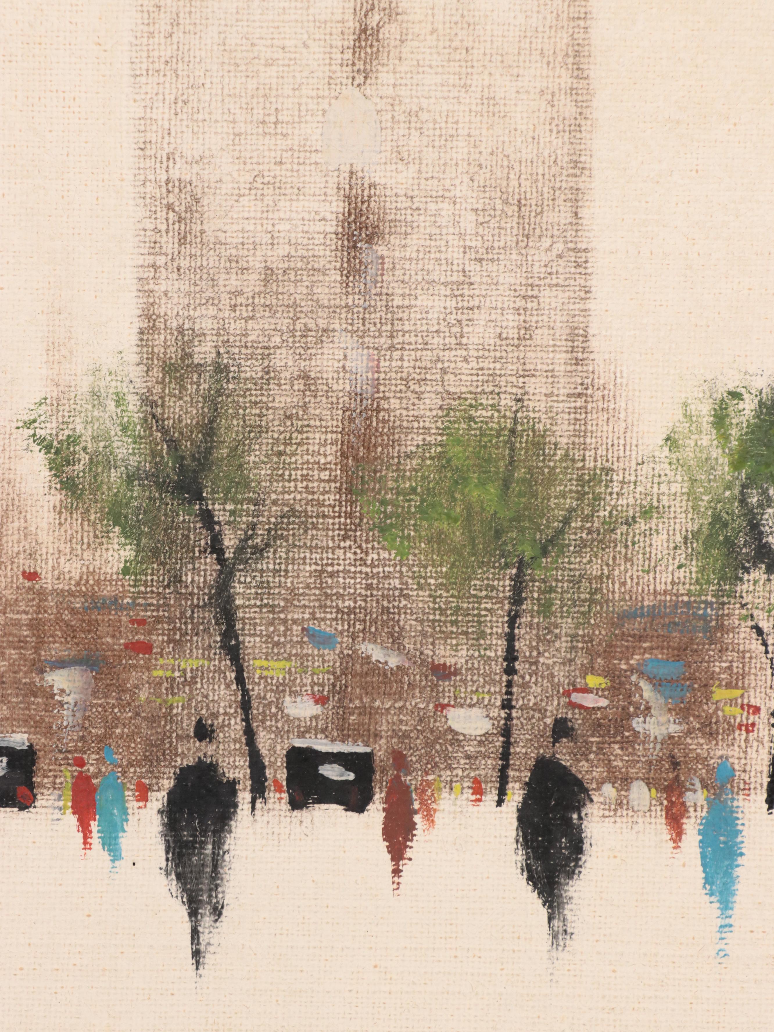 Fritz Ketz Oil Painting of Figures in Cityscape | EBTH