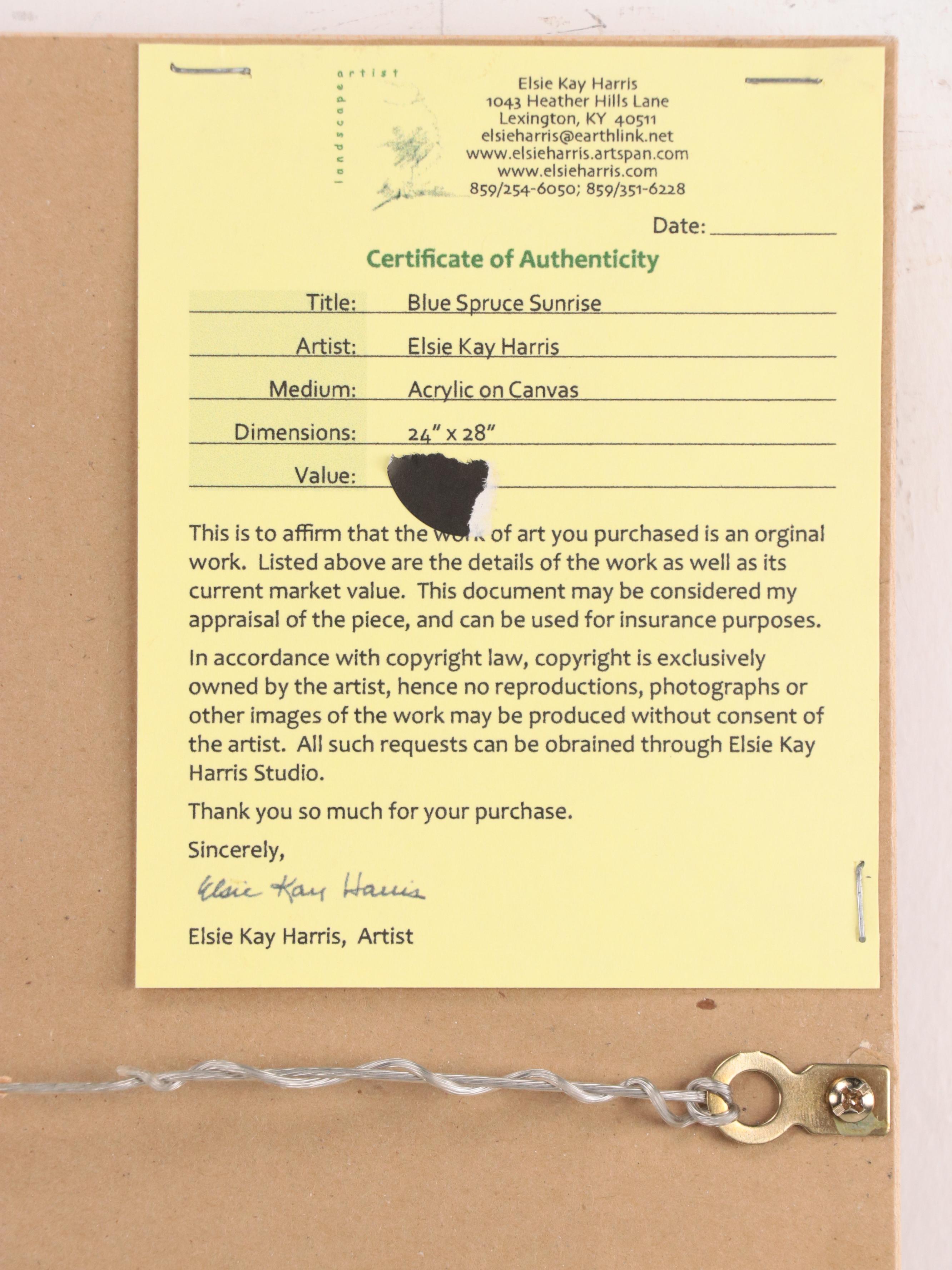 Elsie Kay Harris Acrylic Painting "Blue Spruce Sunrise," 21st Century ...