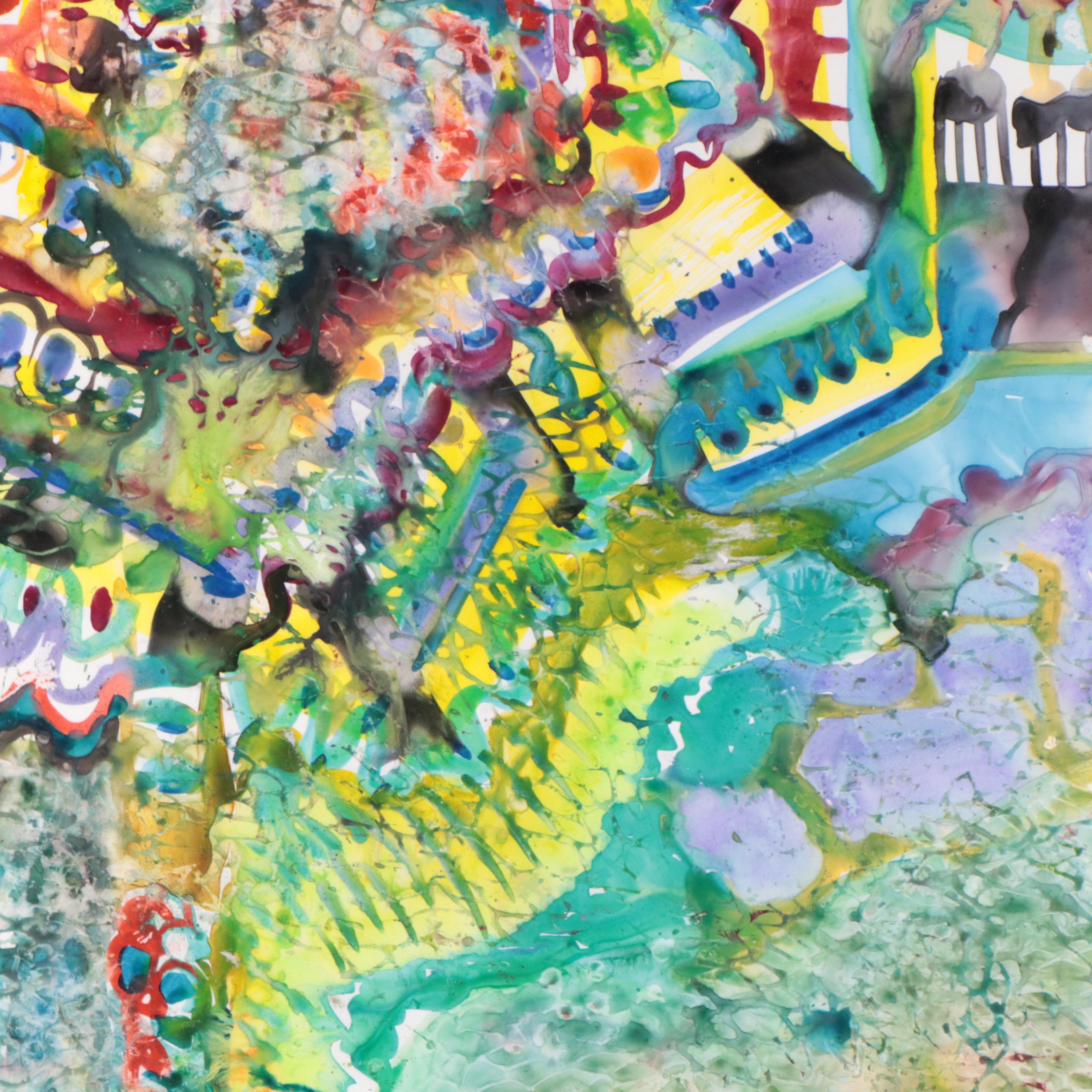 Phiris Sickels Collaborative Non-Objective Abstract Watercolor Painting ...