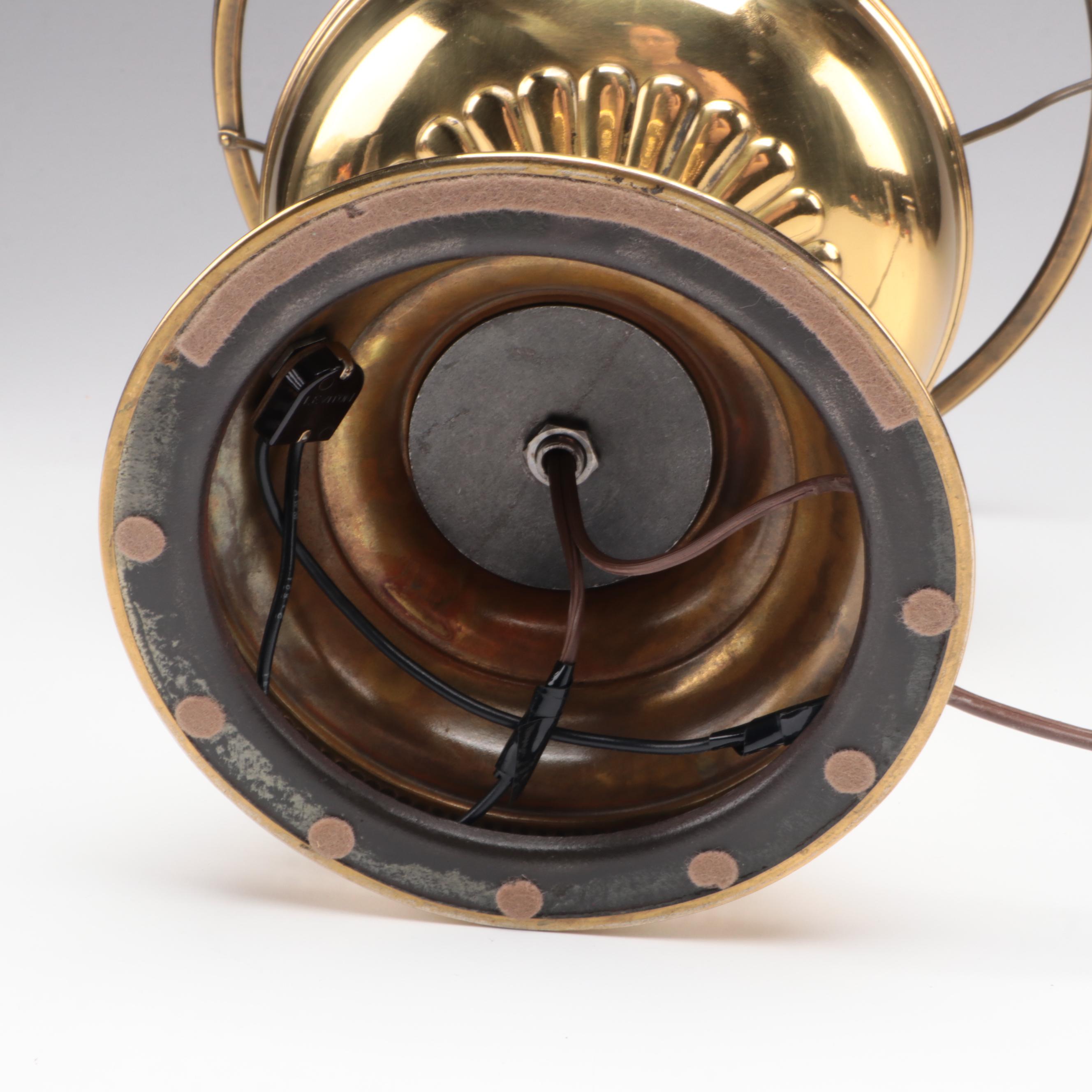 Pressed Glass Lamp with Fenton Honeysuckle Coin Dot Shade and Rayo ...