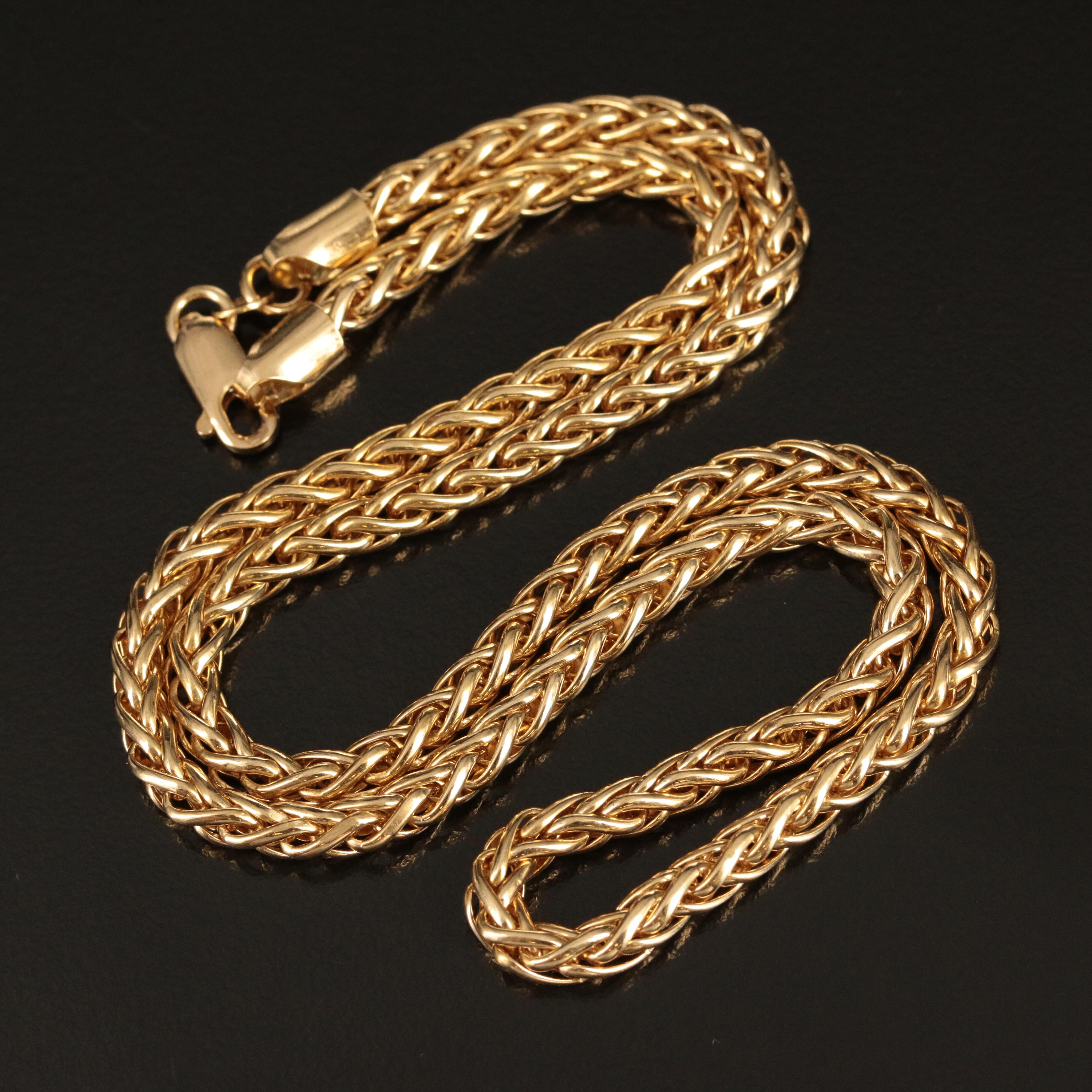 18K Gold Wheat Chain Necklace | EBTH