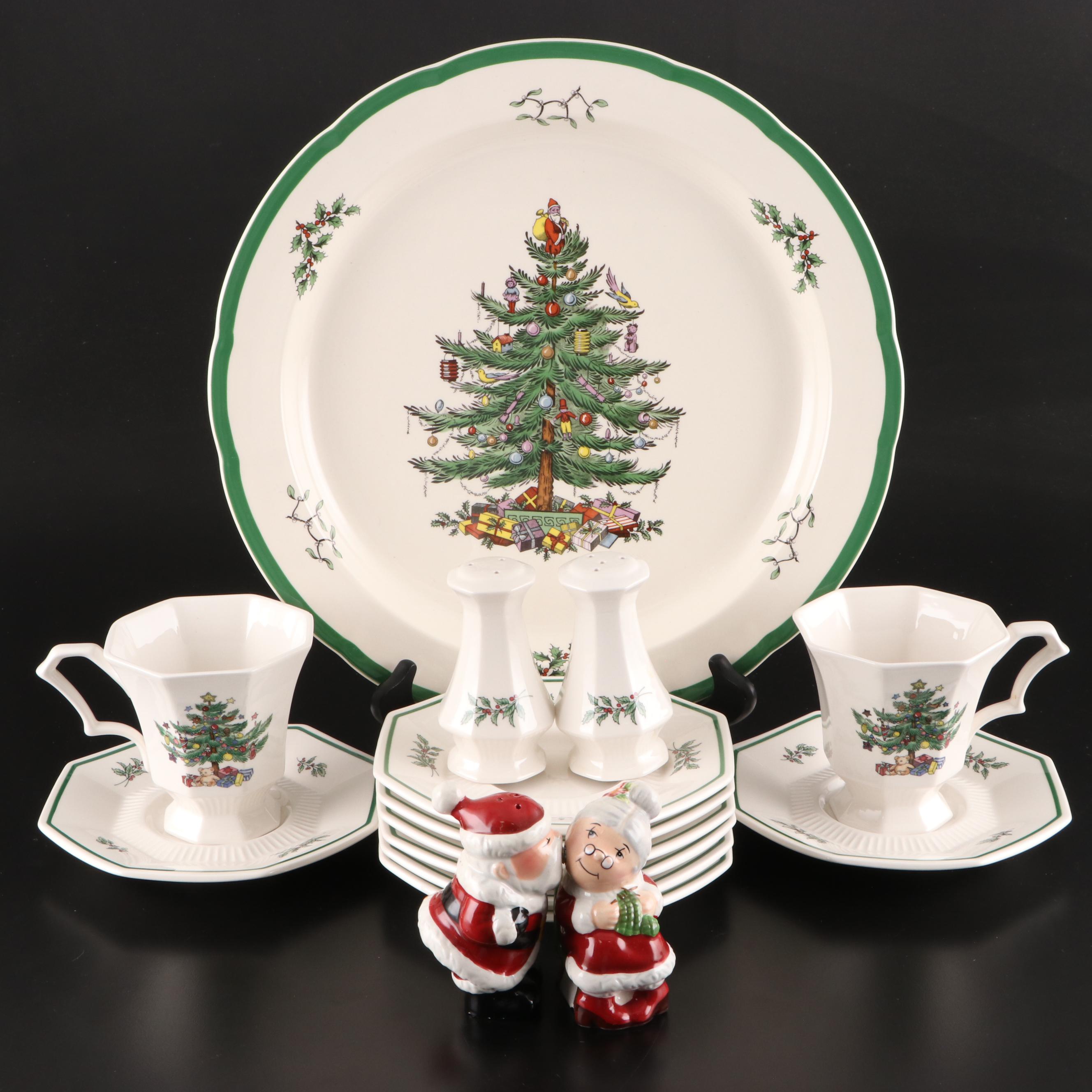 Spode "Christmas Tree" Platter with Nikko "Christmastime" Dinnerware | EBTH