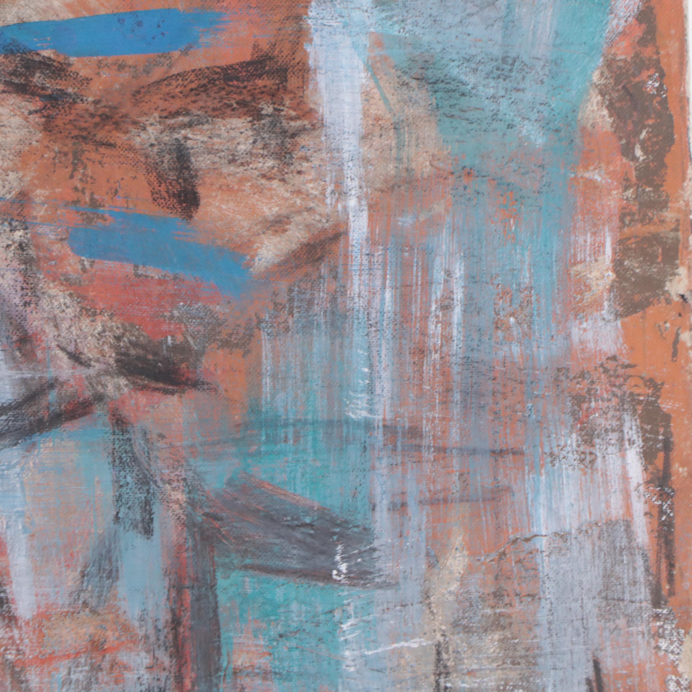 Royi Akavia Abstract Expressionist Mixed Media Painting, Late 20th ...