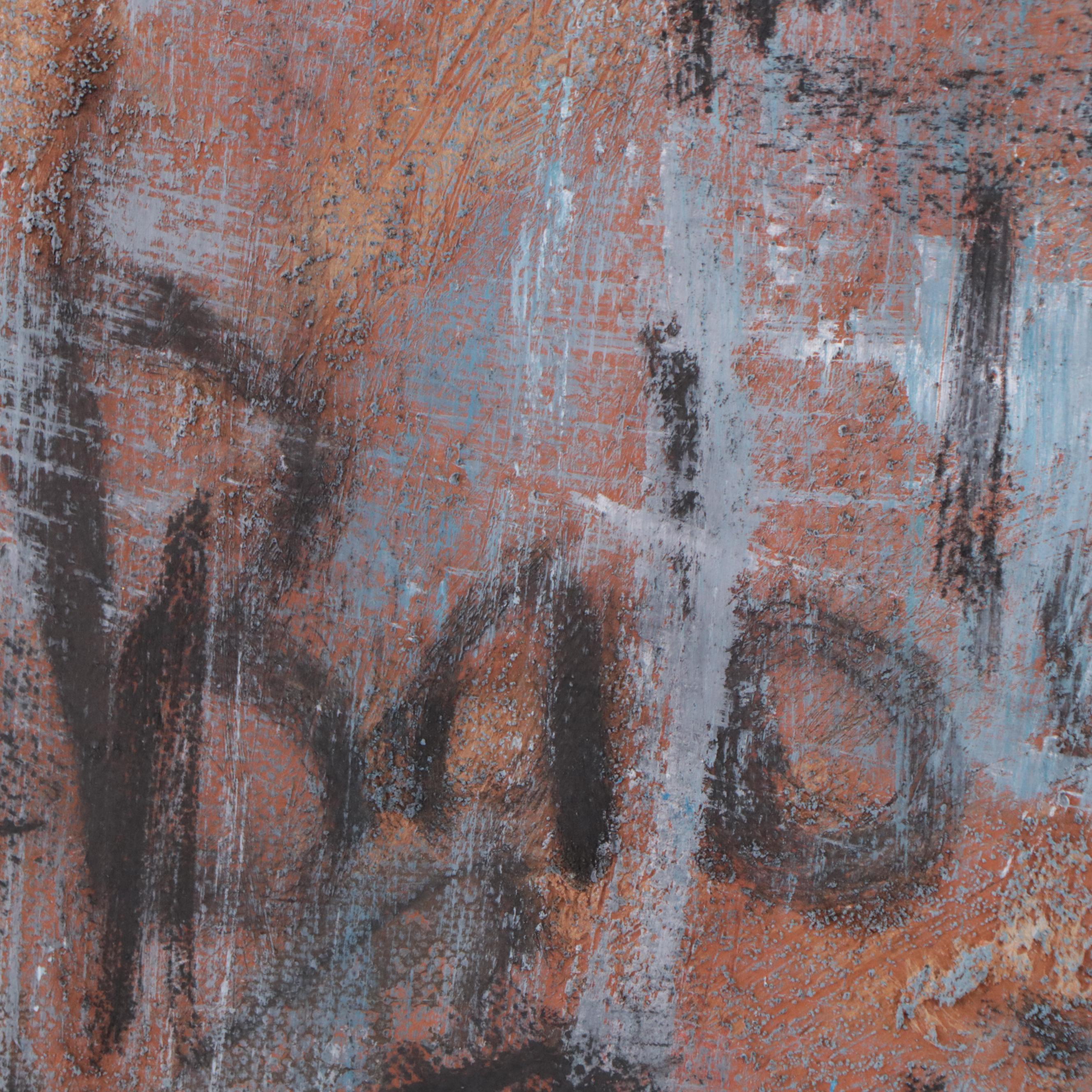 Royi Akavia Abstract Expressionist Mixed Media Painting, Late 20th ...