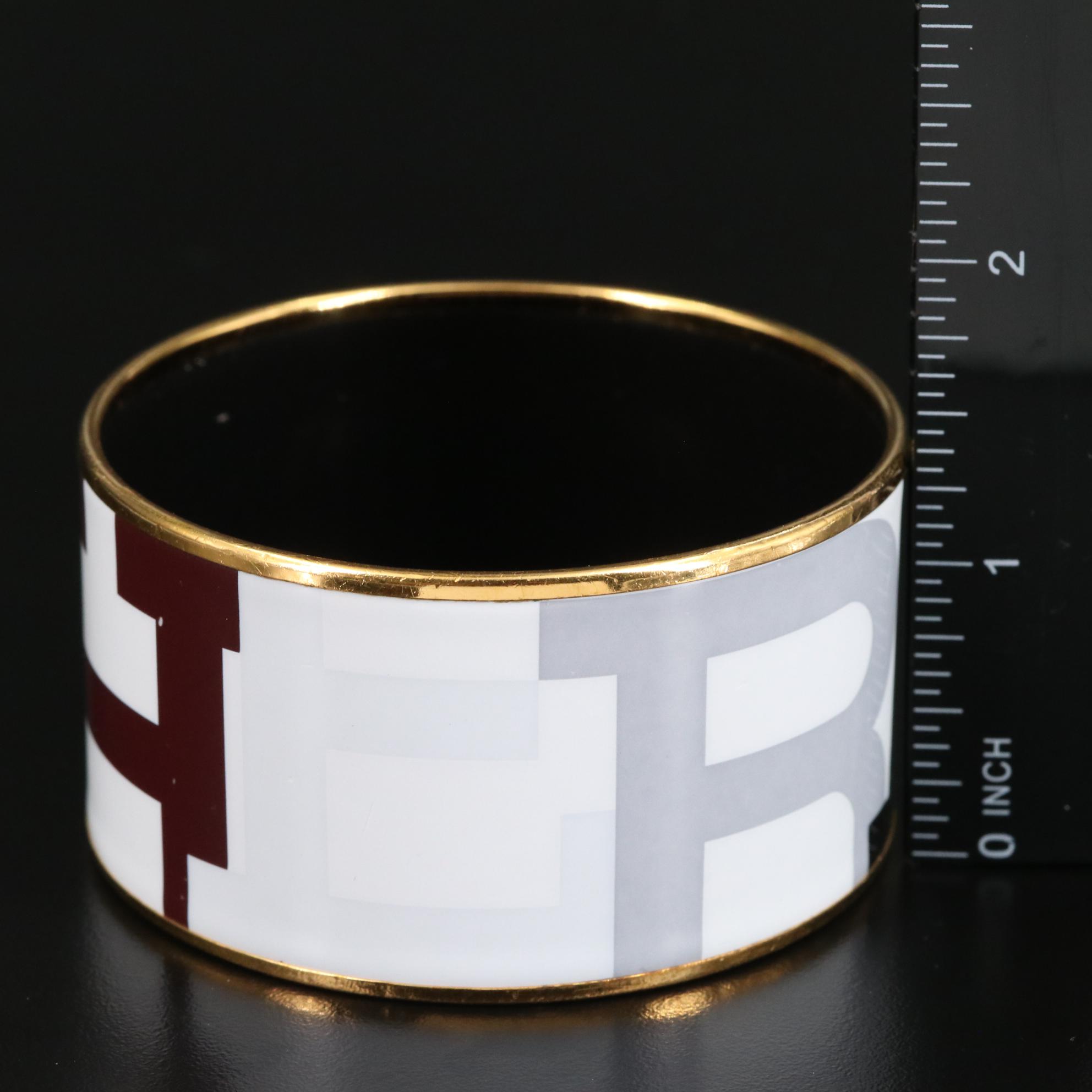 Hermès Extra Wide Enamel Logo Bangle | EBTH