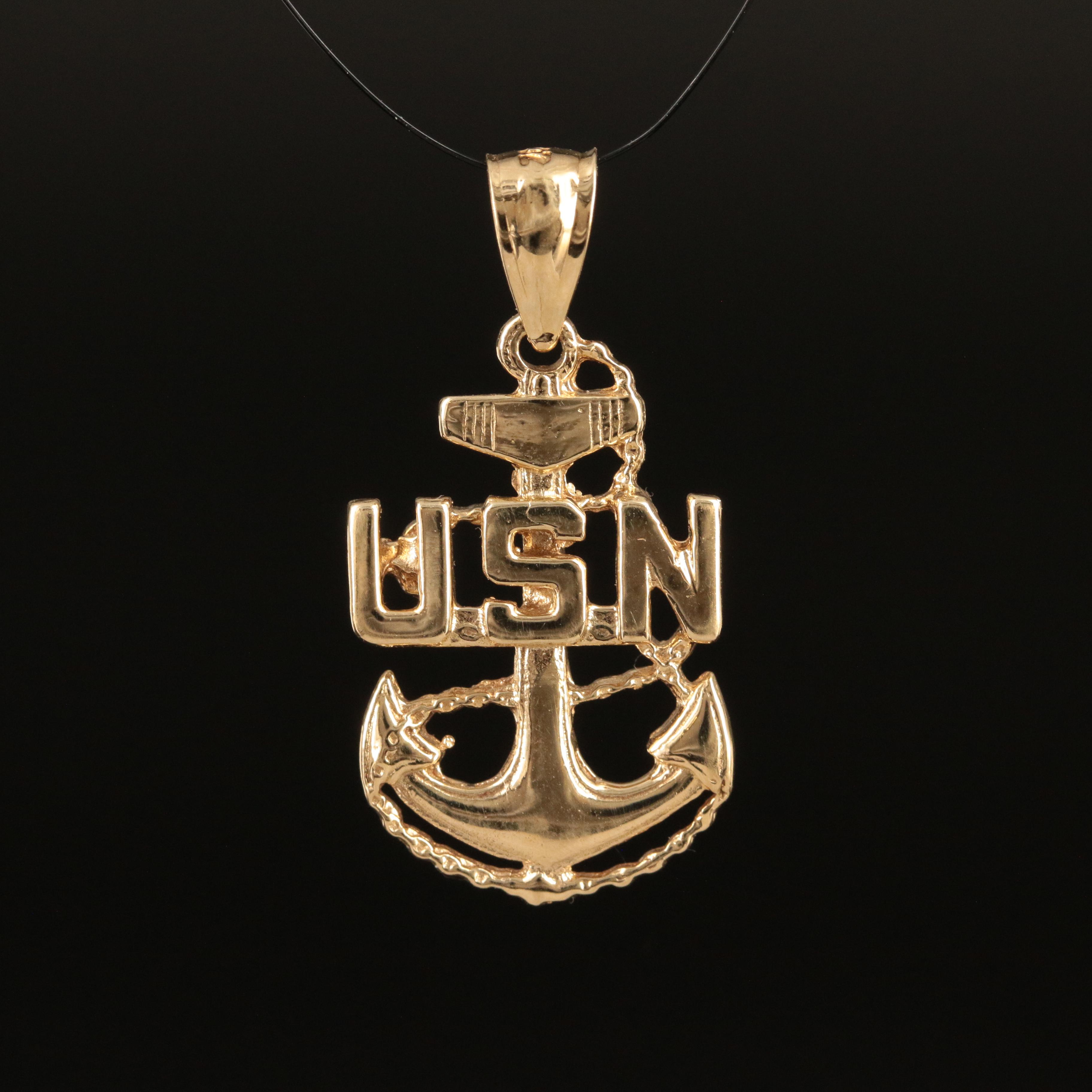 14K U.S. Navy Anchor Pendant | EBTH