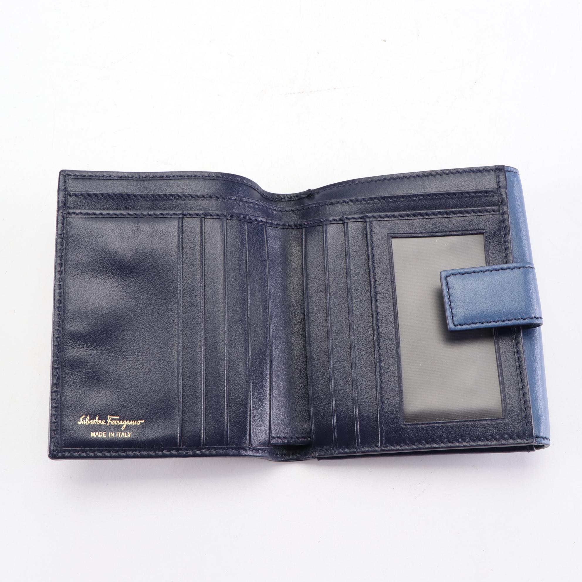 Salvatore Ferragamo Bicolor Leather Compact Wallet with Box | EBTH