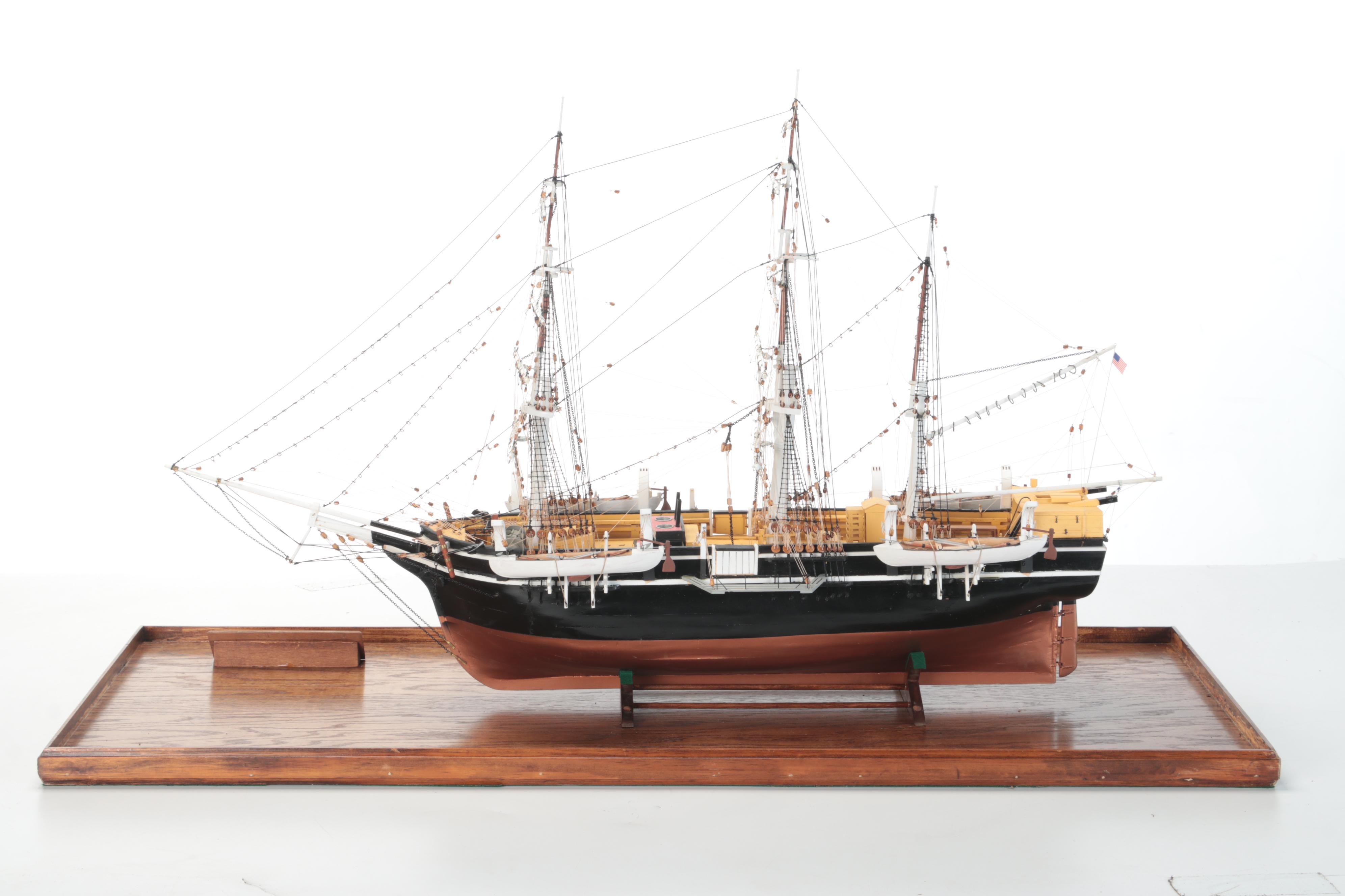 Handcrafted "Charles W. Morgan" Whaling Bark Model Ship in Case | EBTH