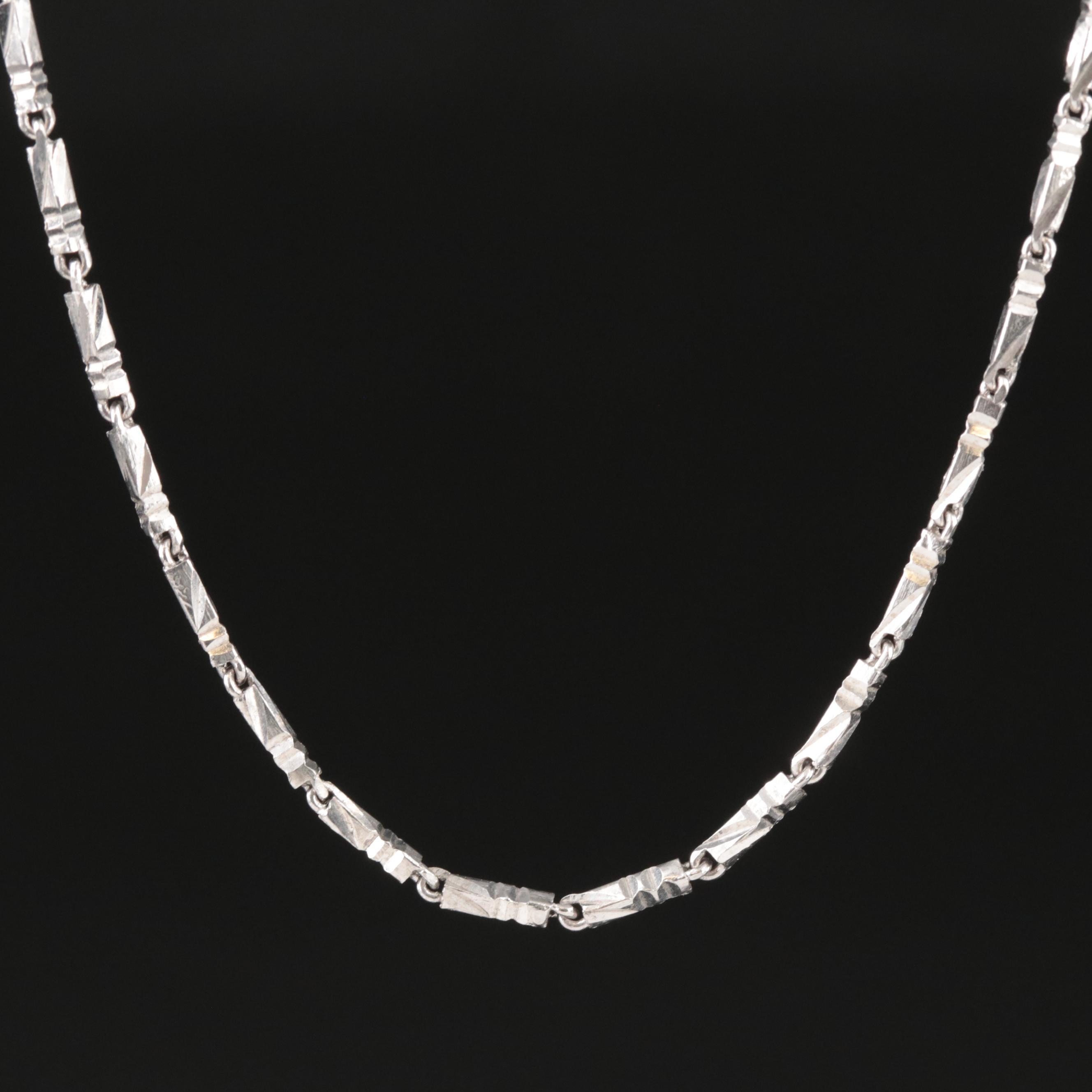 Platinum Baht Chain Necklace | EBTH