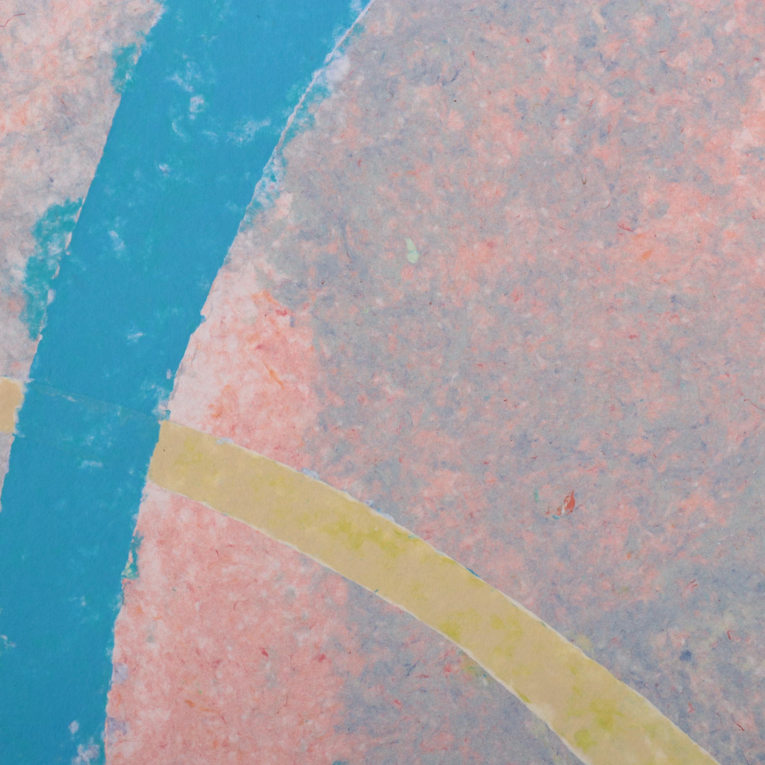 Jan Cook Handmade and Dyed Paper Triptych "Meteor Blue" | EBTH