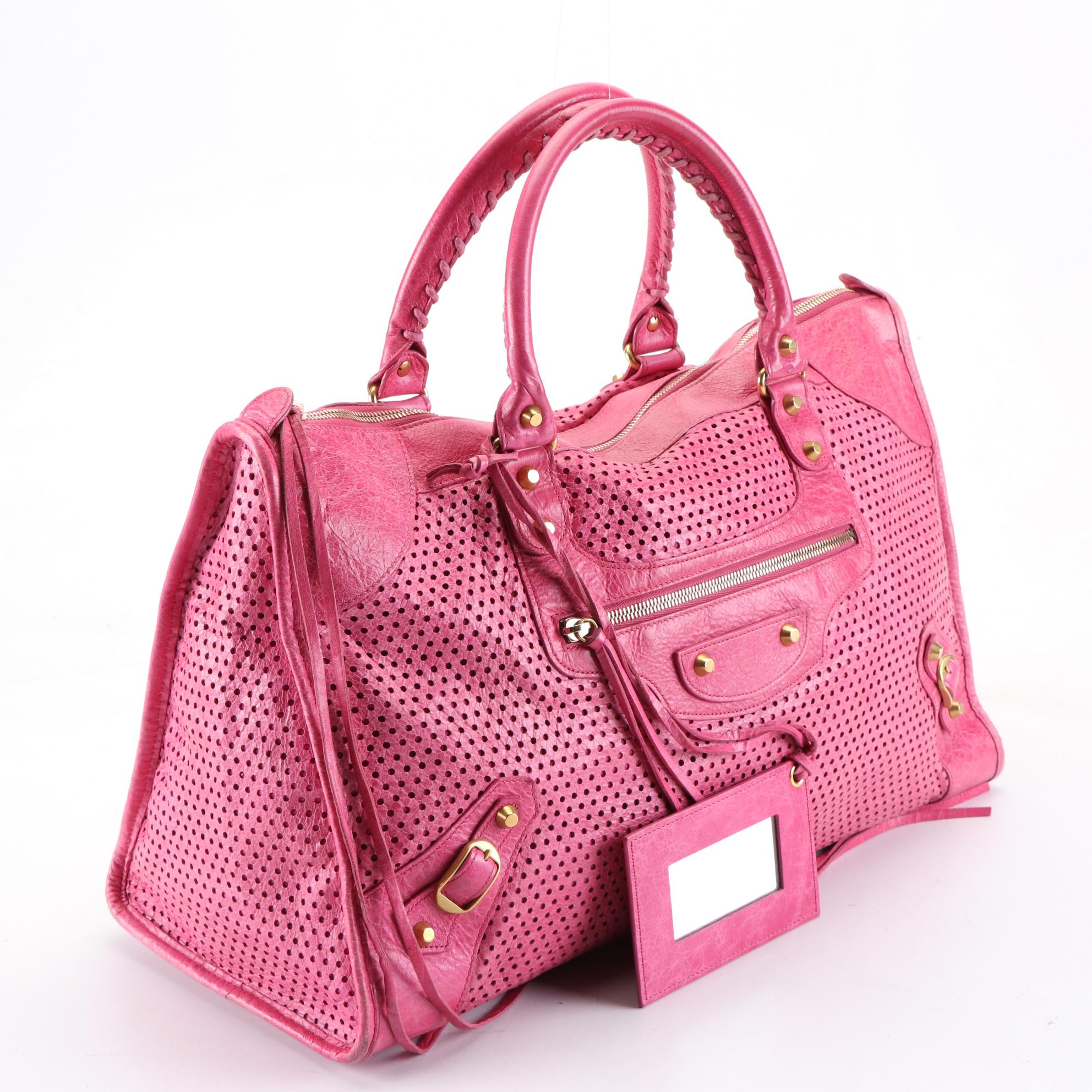 Balenciaga Classic Work Bag in Pink Perforated Leather | EBTH