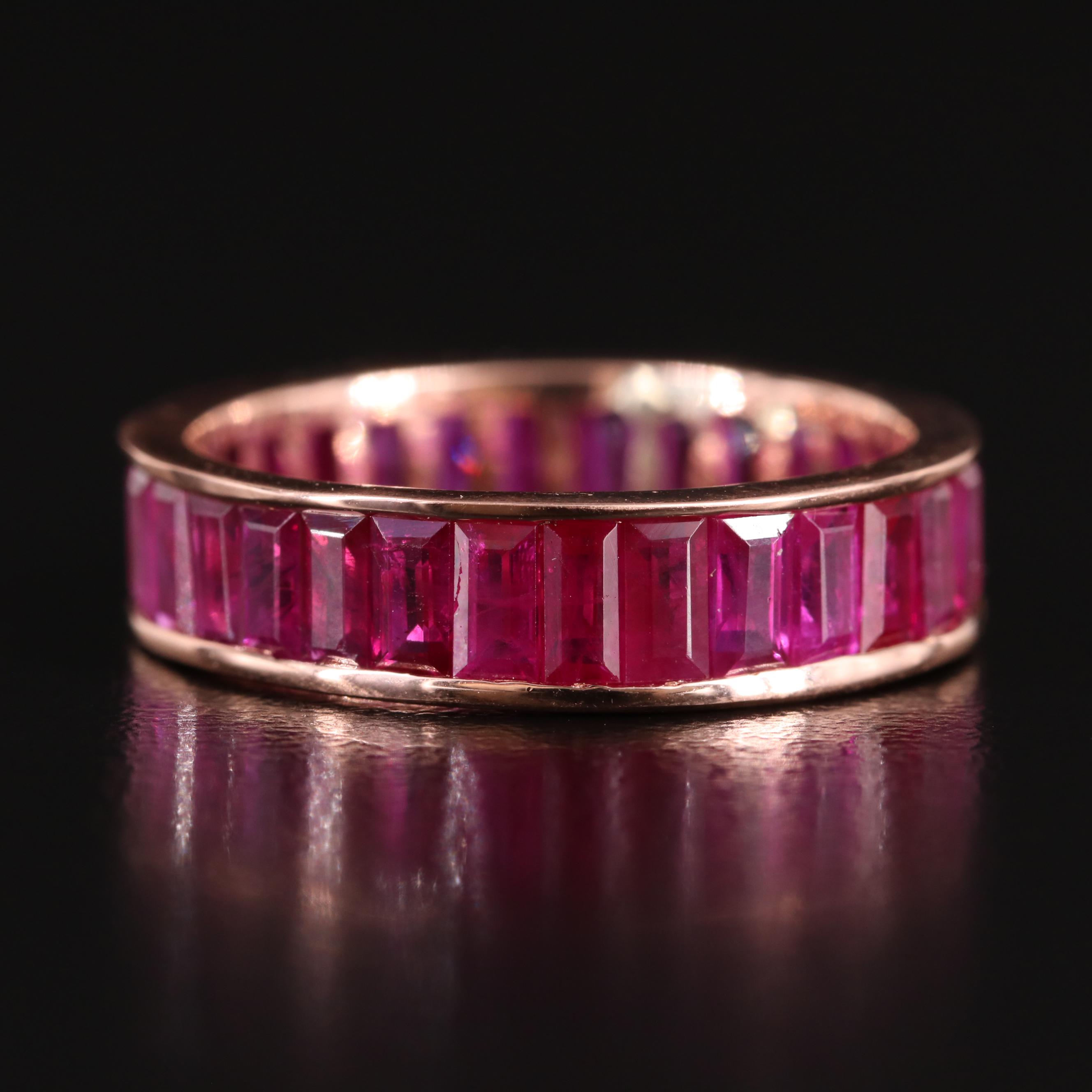 Vintage 14K Rose Gold Ruby Eternity Band | EBTH