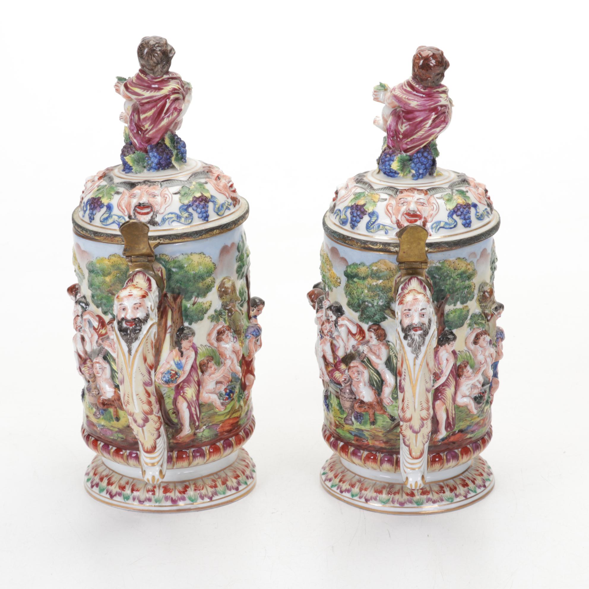 Carl Thieme Potschappel Capodimonte Style Porcelain Allegorical Beer ...