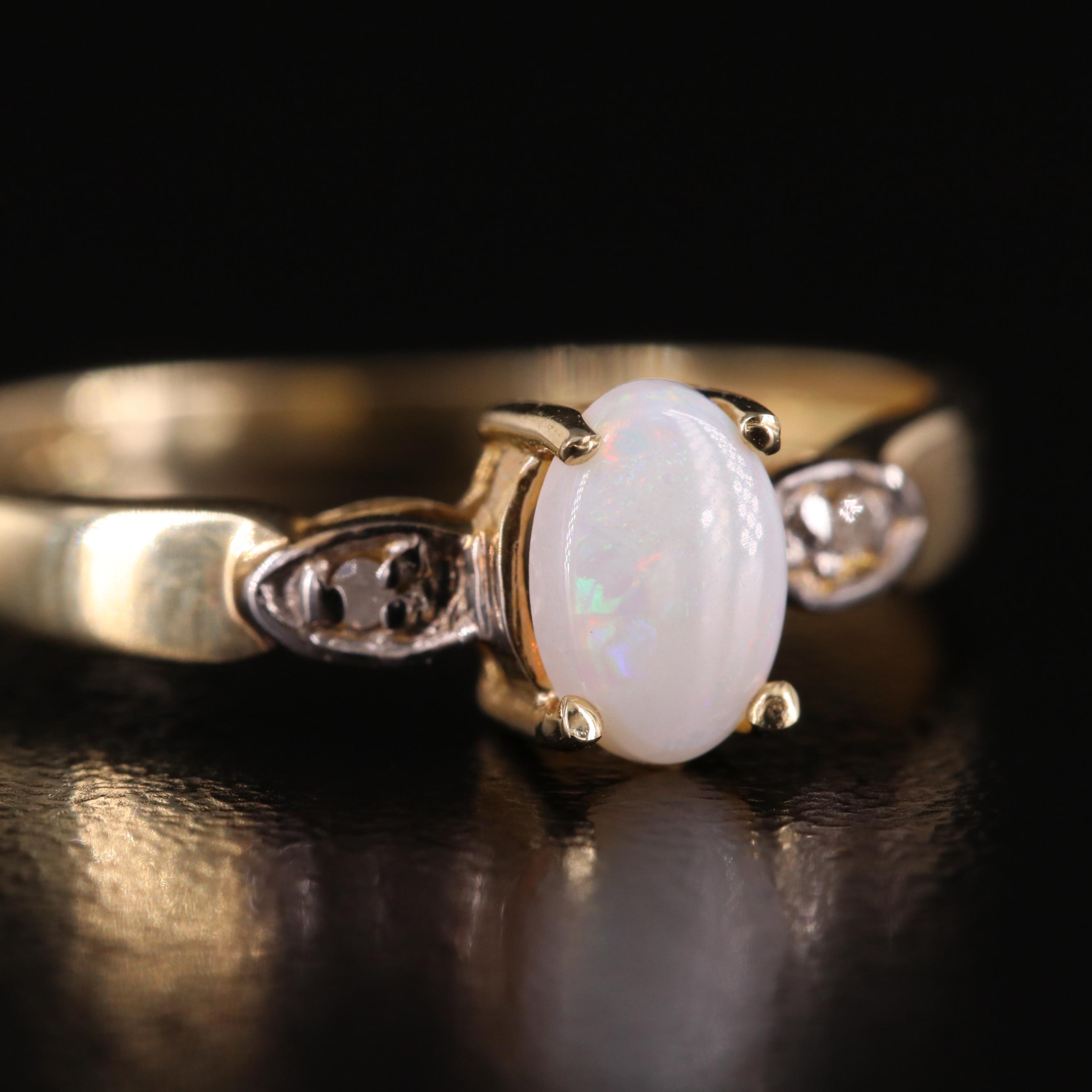 10K Opal and Diamond Ring | EBTH