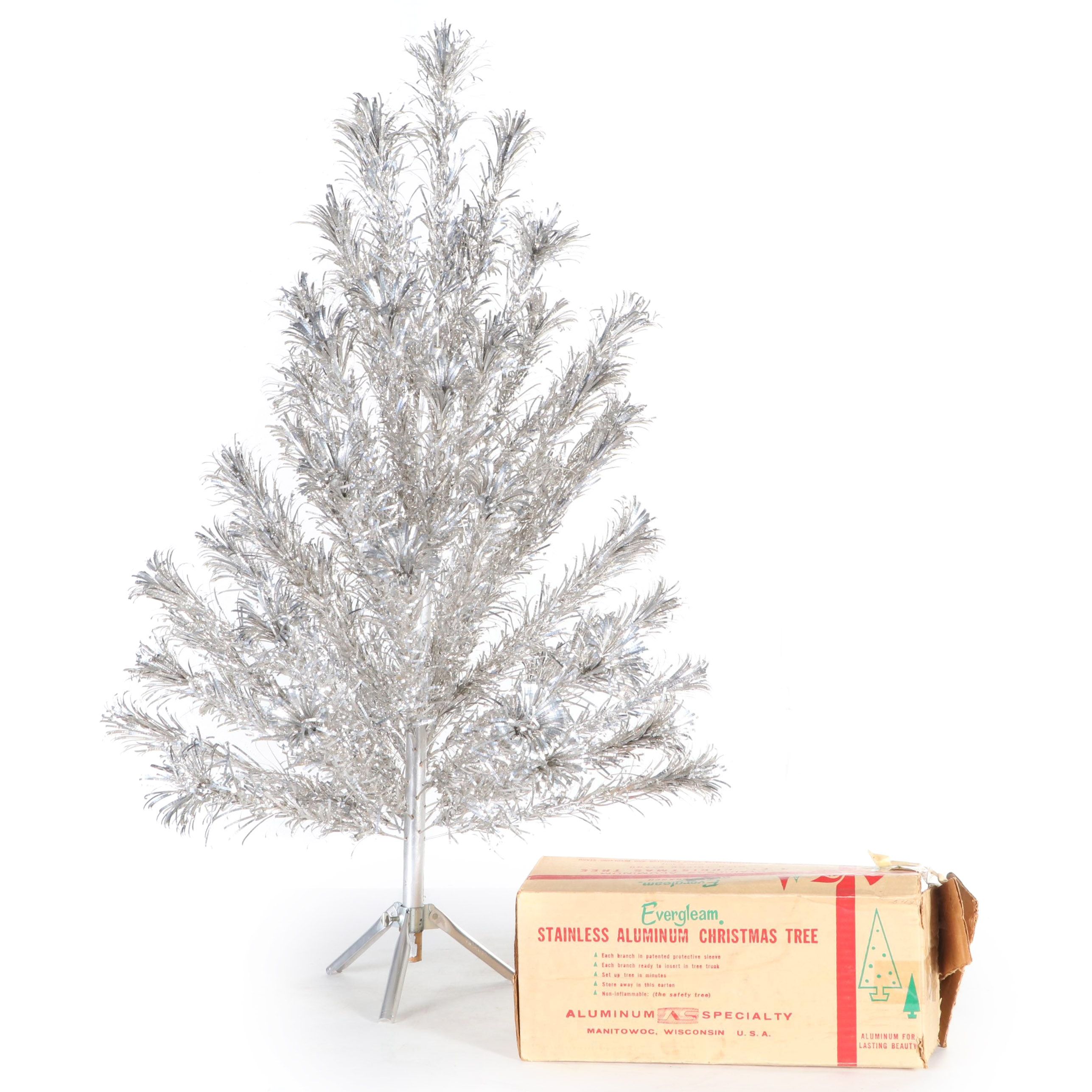 4' Evergleam Stainless Aluminum Silver Christmas Tree | EBTH