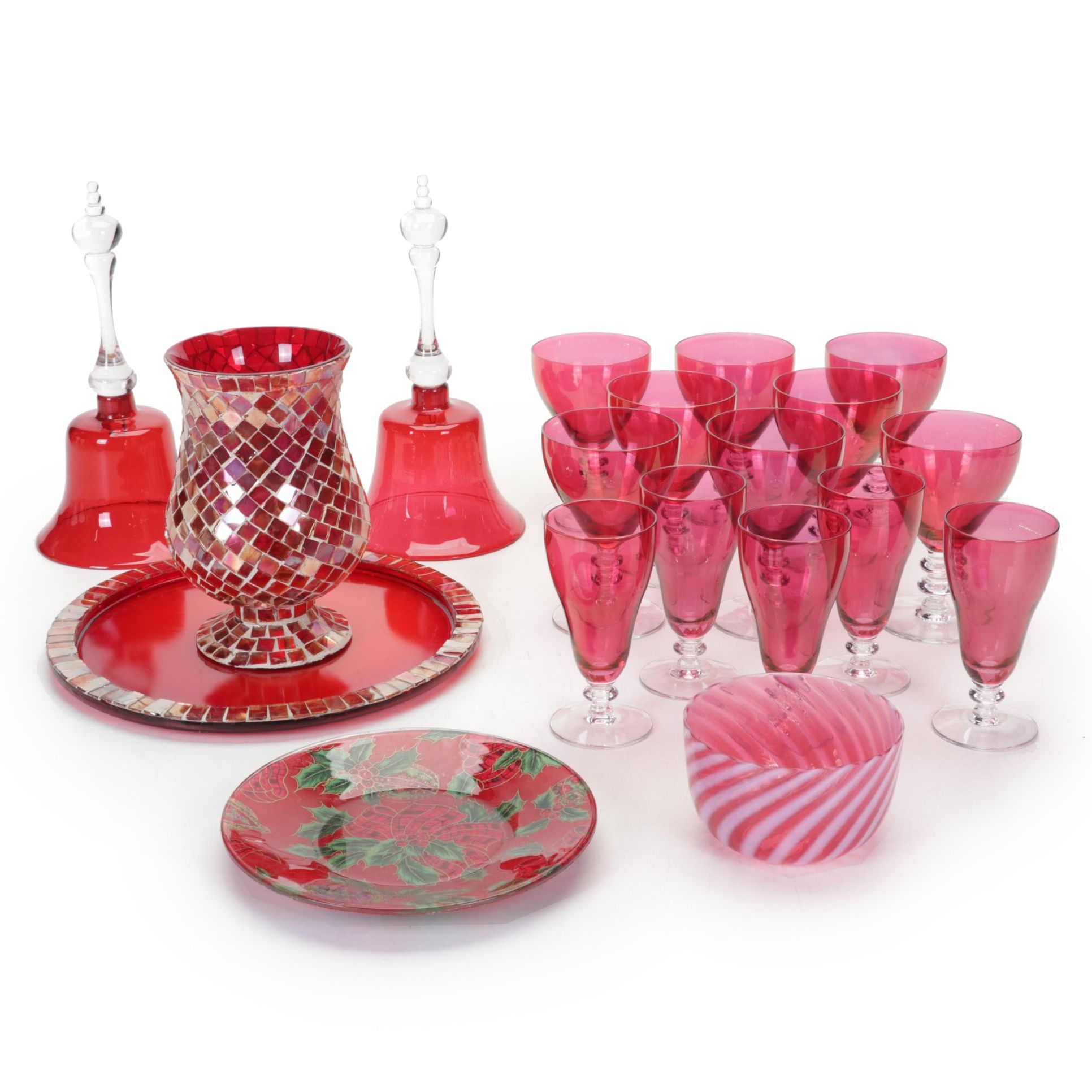 Bryce "Springtime Cranberry" Glass Stemware, Fenton Bowl, and More | EBTH