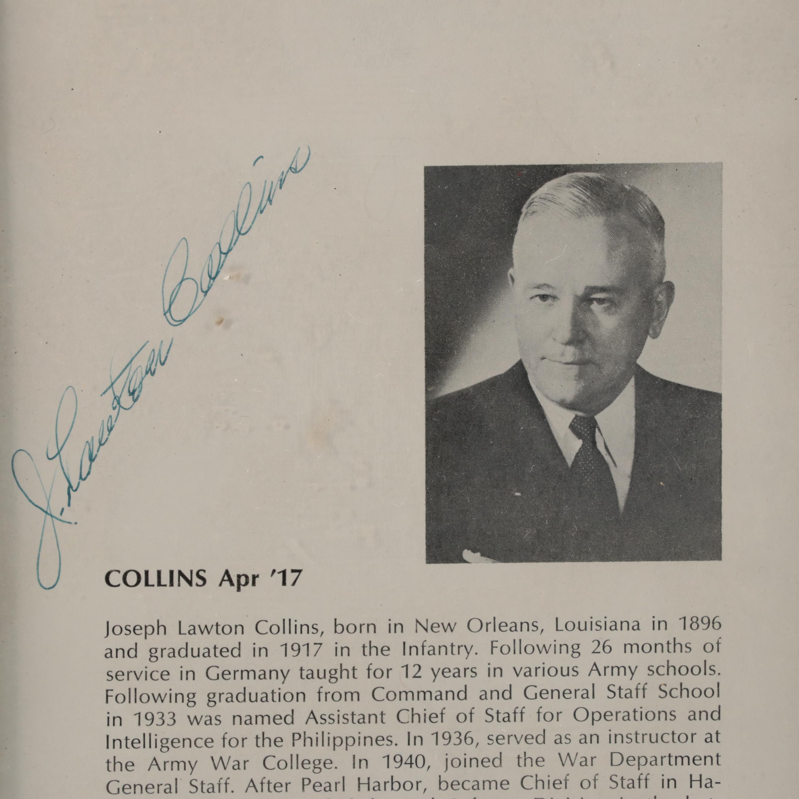 Mark W. Clark, Lauris Norstad, and Joseph Lawton Collins Signed Pages ...