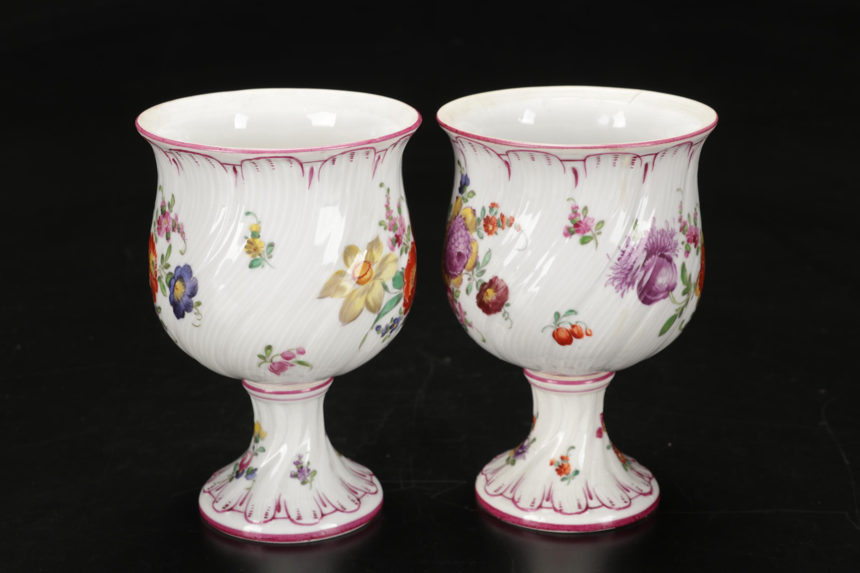Pair of Höchst German Porcelain Goblets, 1765-1778 | EBTH