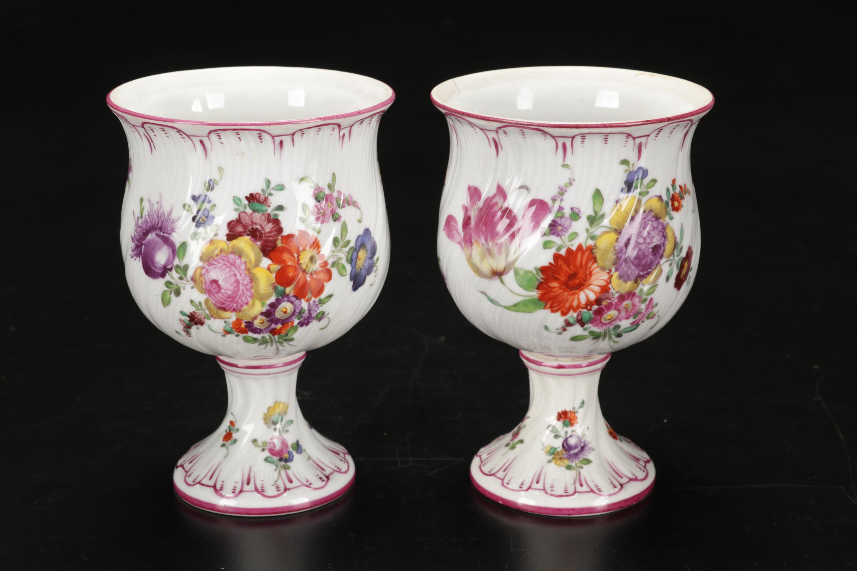Pair of Höchst German Porcelain Goblets, 1765-1778 | EBTH