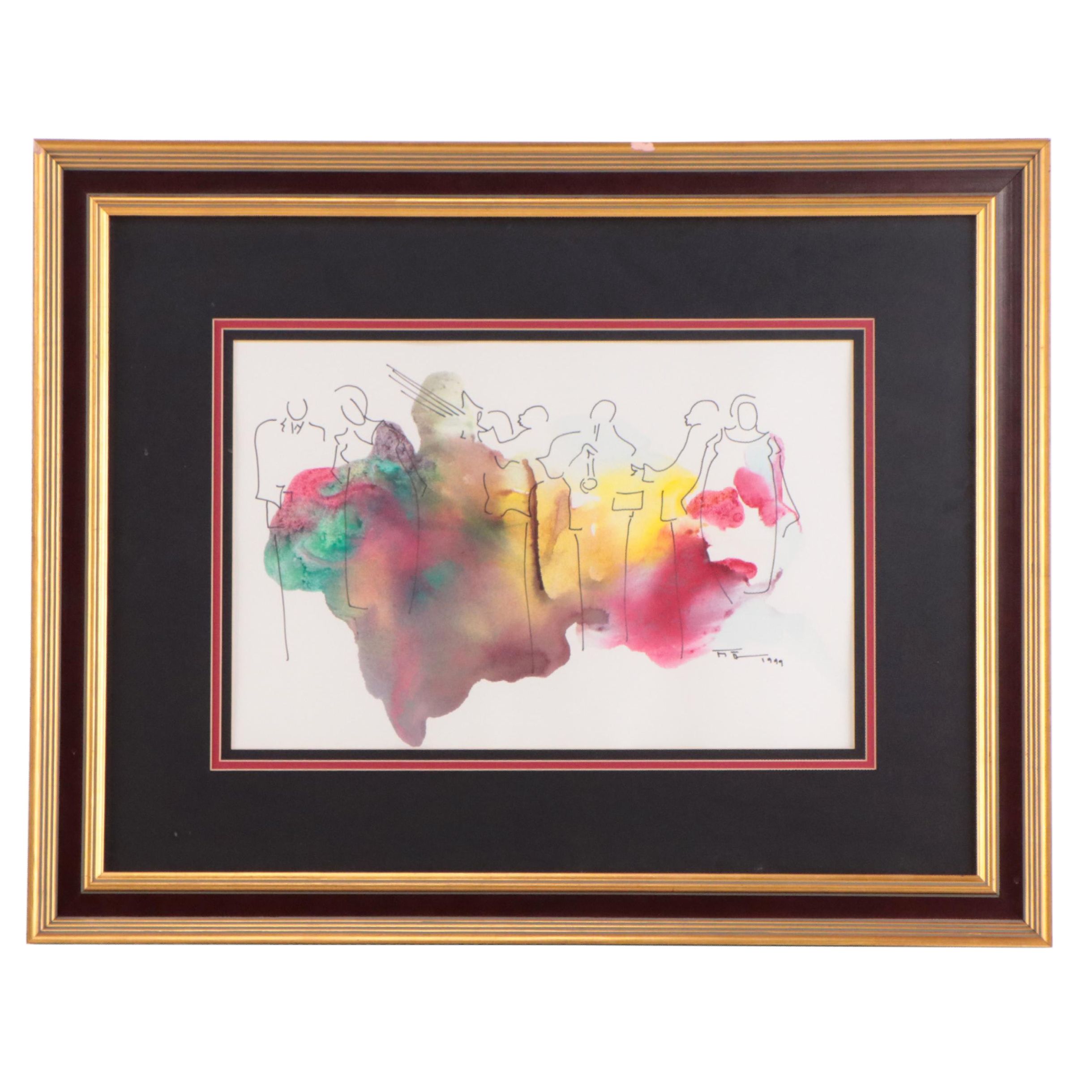 Frank Frazier Watercolor Painting "Do Wop Series," 1999 | EBTH