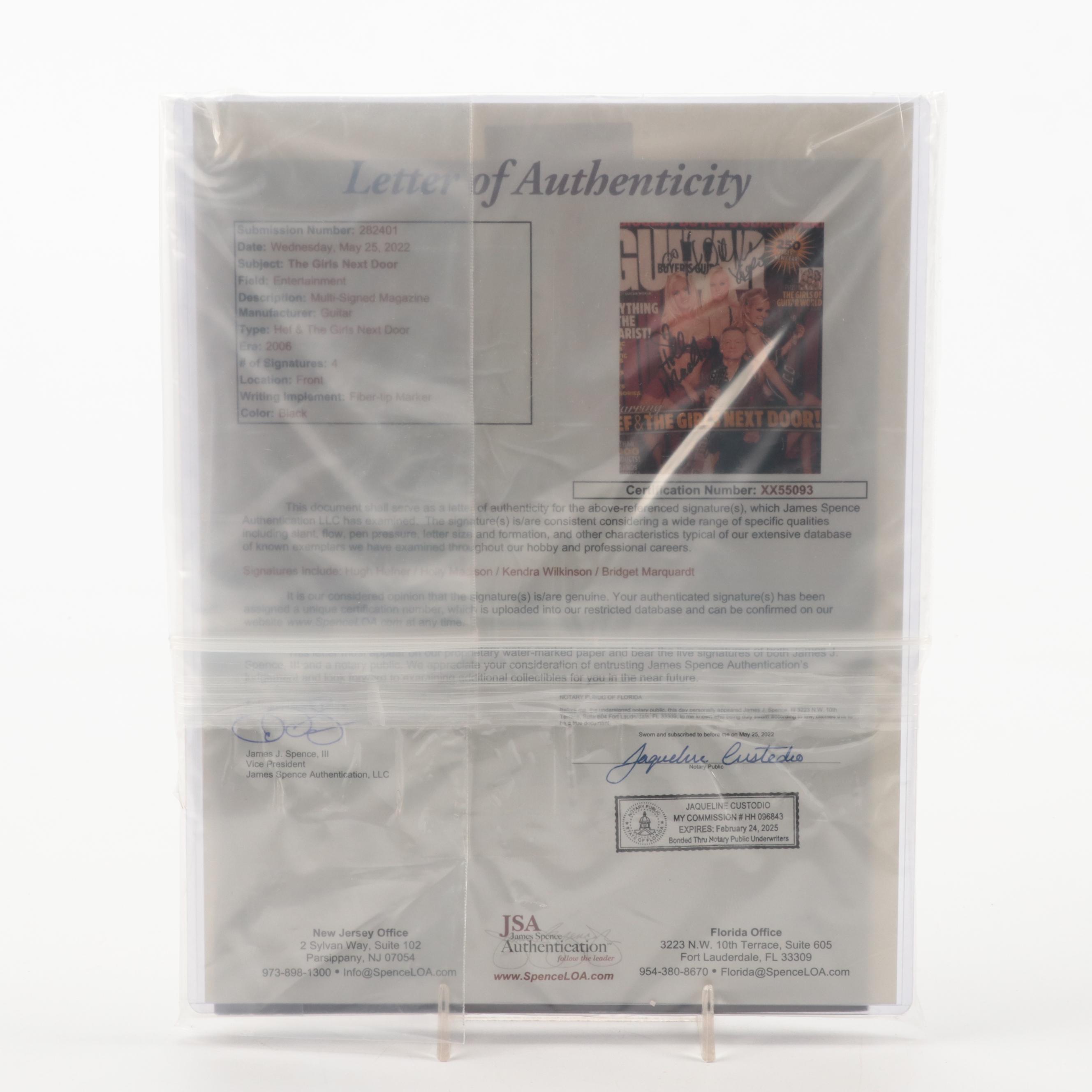 Hugh Hefner, Madison, Wilkinson, Marquardt Playboy Signed Guitar World ...