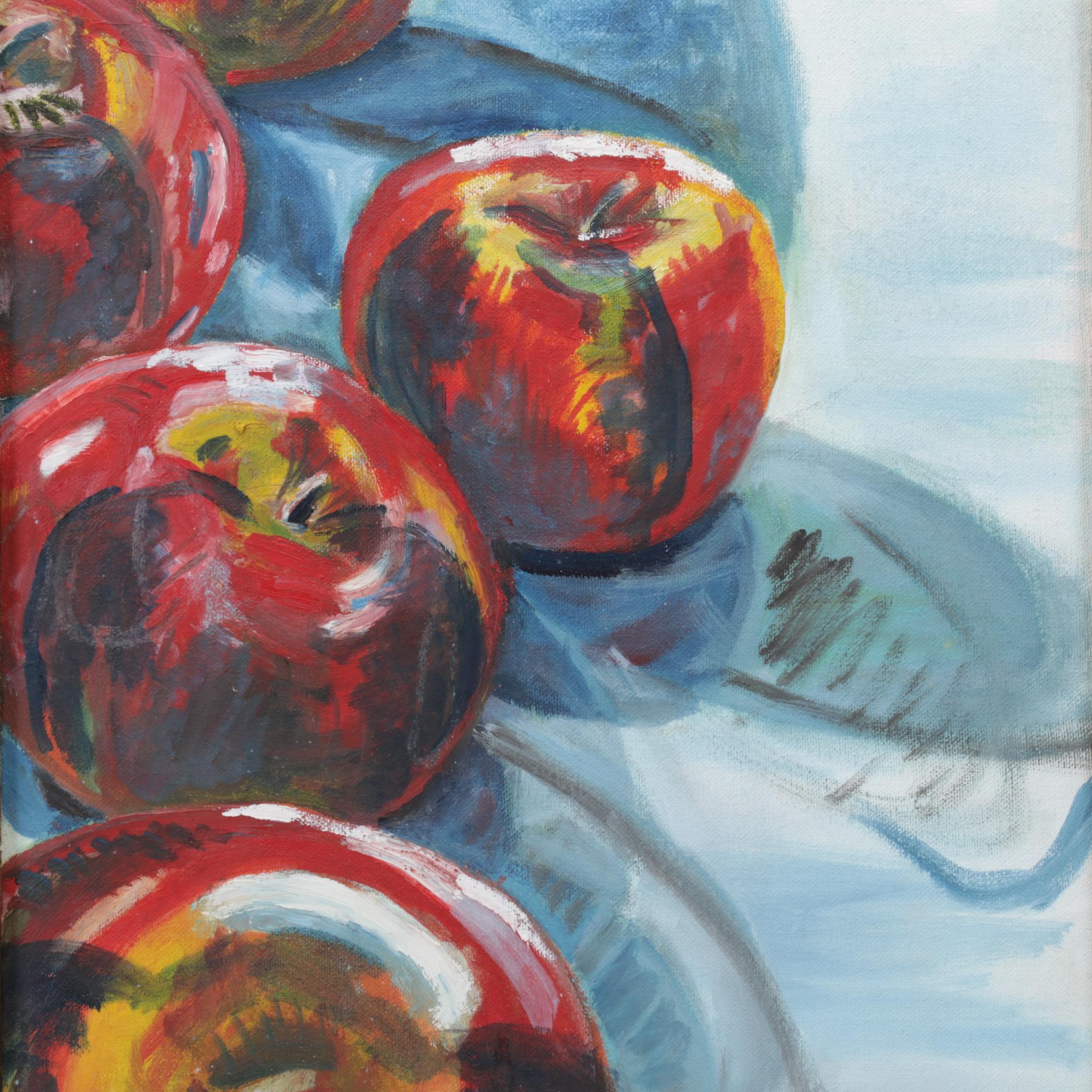 Jason Cho Still Life Oil Painting of Apples on Tabletop, 1997 | EBTH